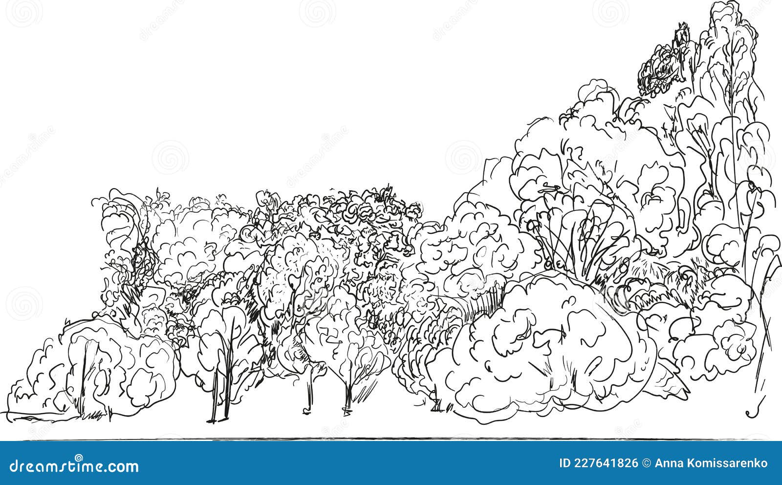 Architectural Style Sketch of Trees and Bushes Stock Vector ...