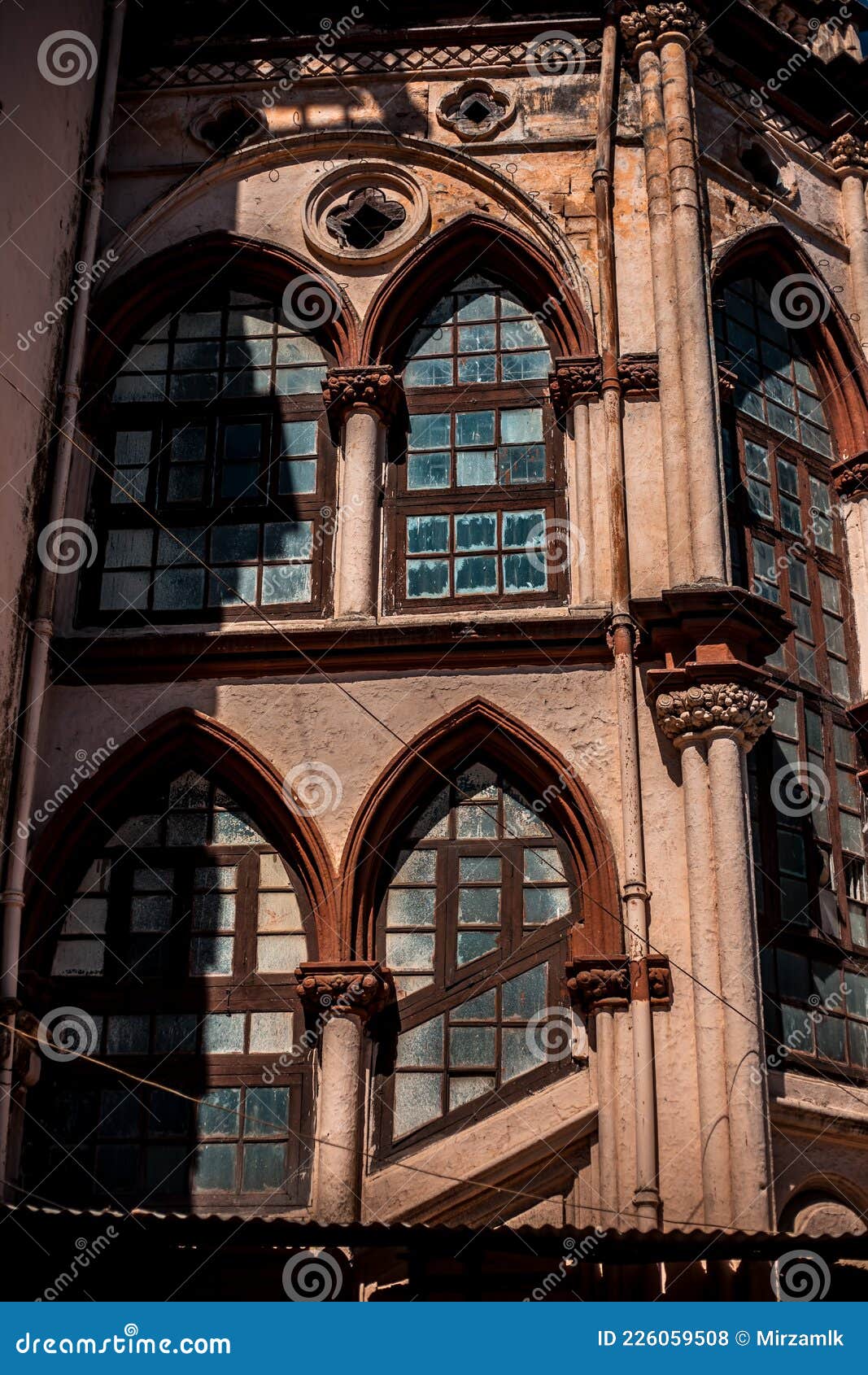 Architectural Symmetrical Shot of Windows of an Old Building. Stock ...