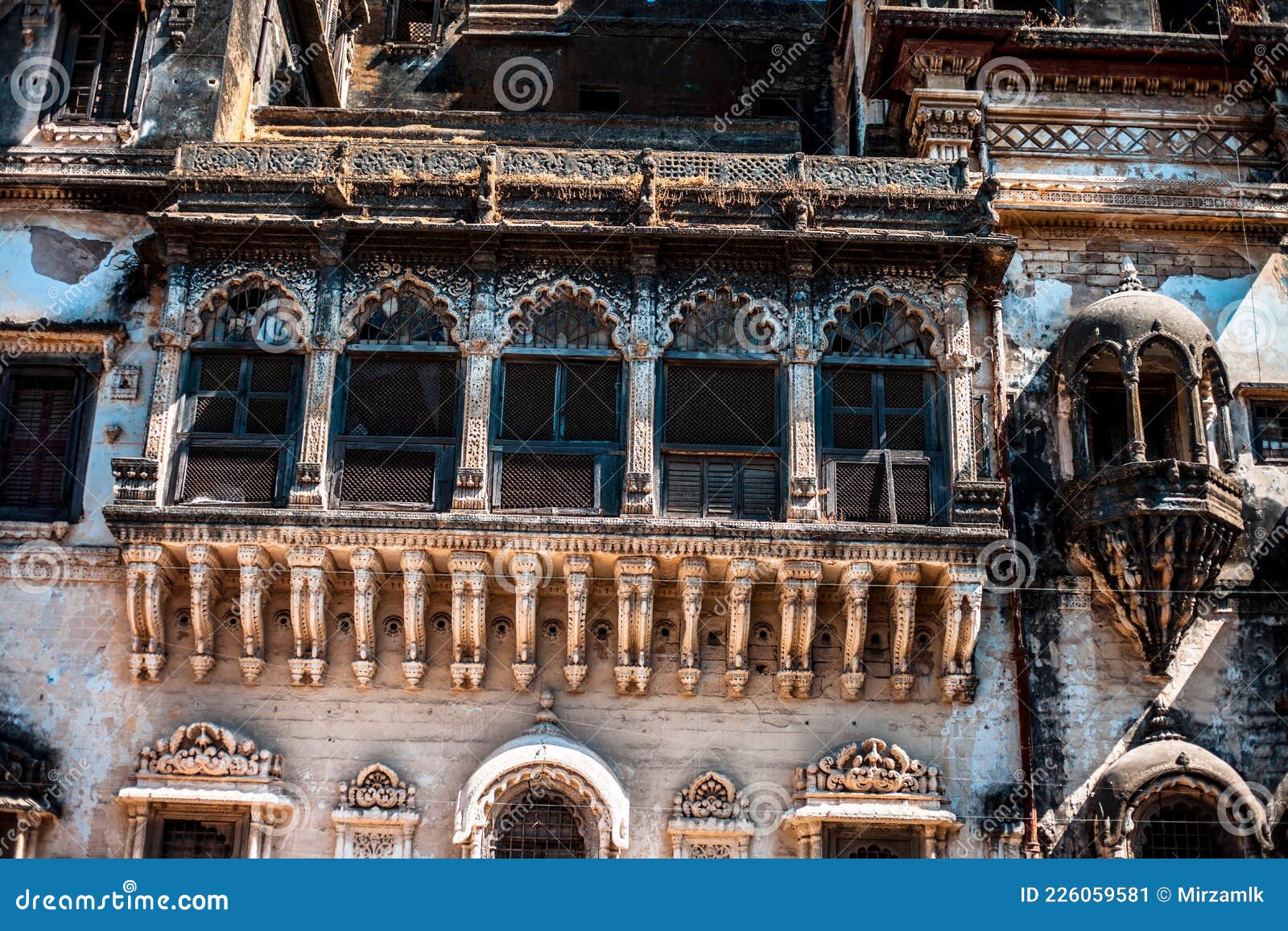 Architectural Symmetrical Shot of Windows of an Old Building. Stock ...