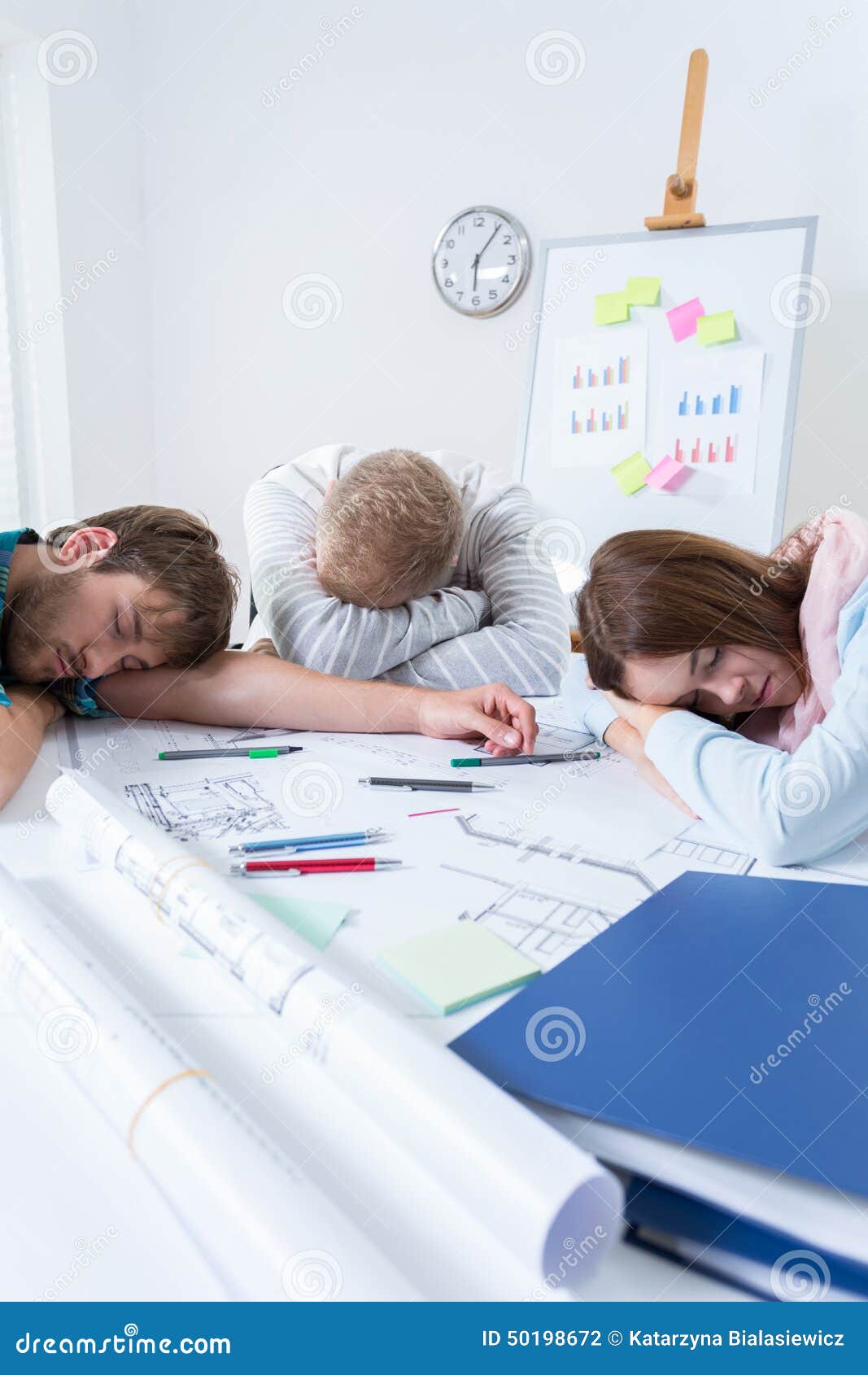Architectural Team Sleeping after Long Night Stock Photo - Image of ...