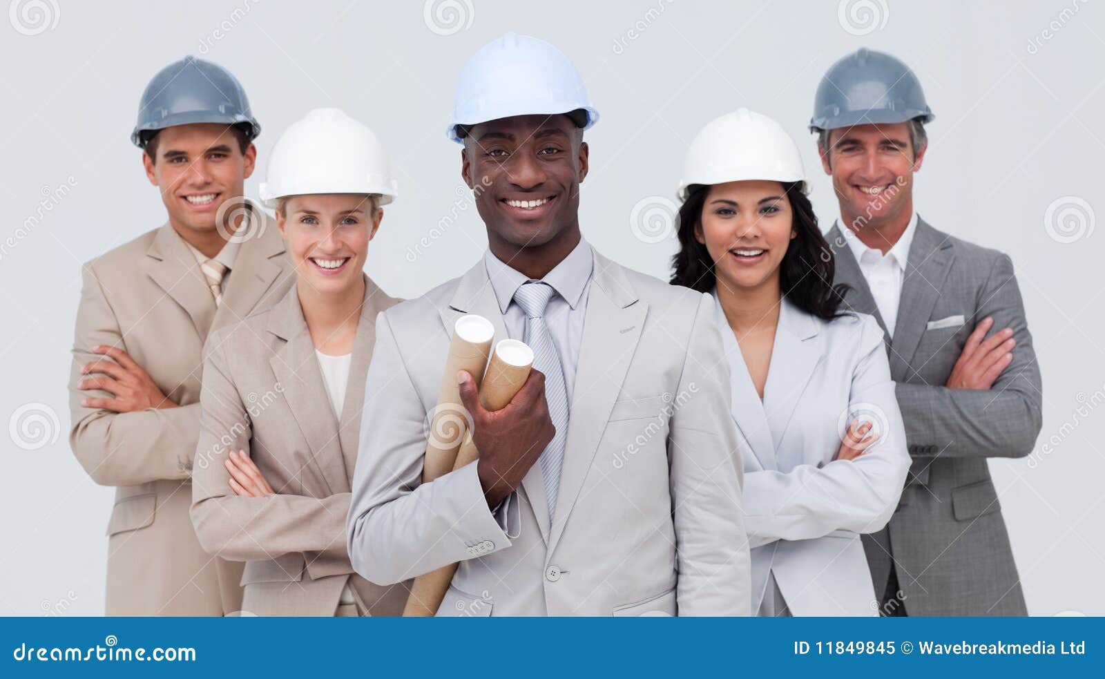 Architectural Team Smiling at the Camera Stock Image - Image of ...