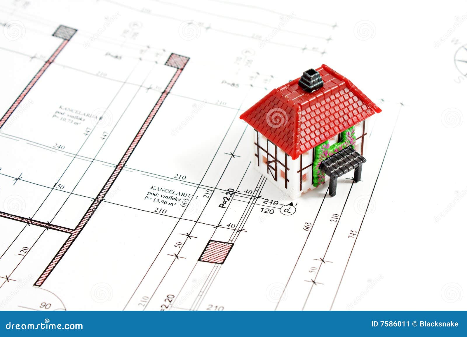 Architectural Technical Drawings With House Plans On Architect W Stock ...