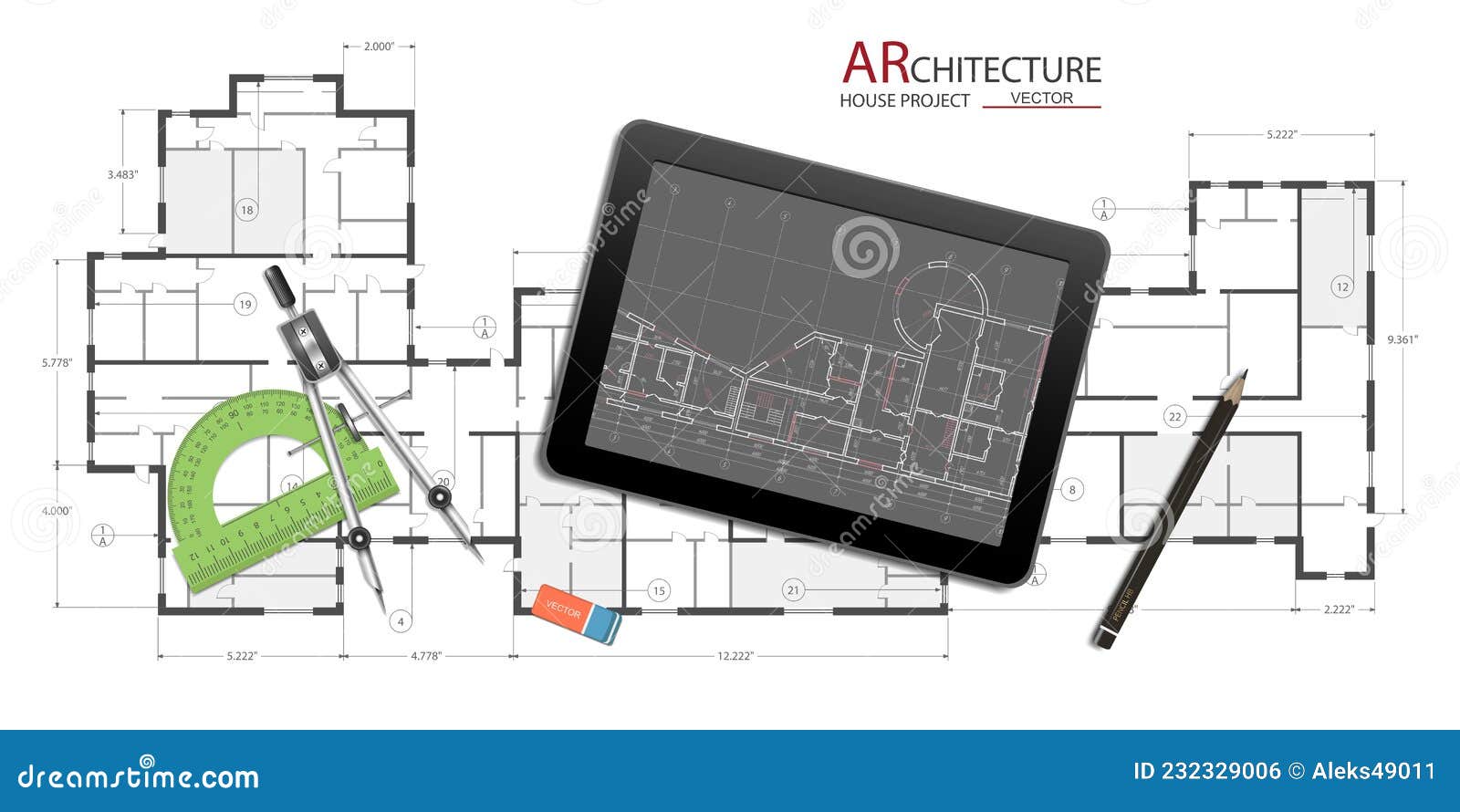 Architectural Technical Drawing of the House.Design Engineer Workplace ...