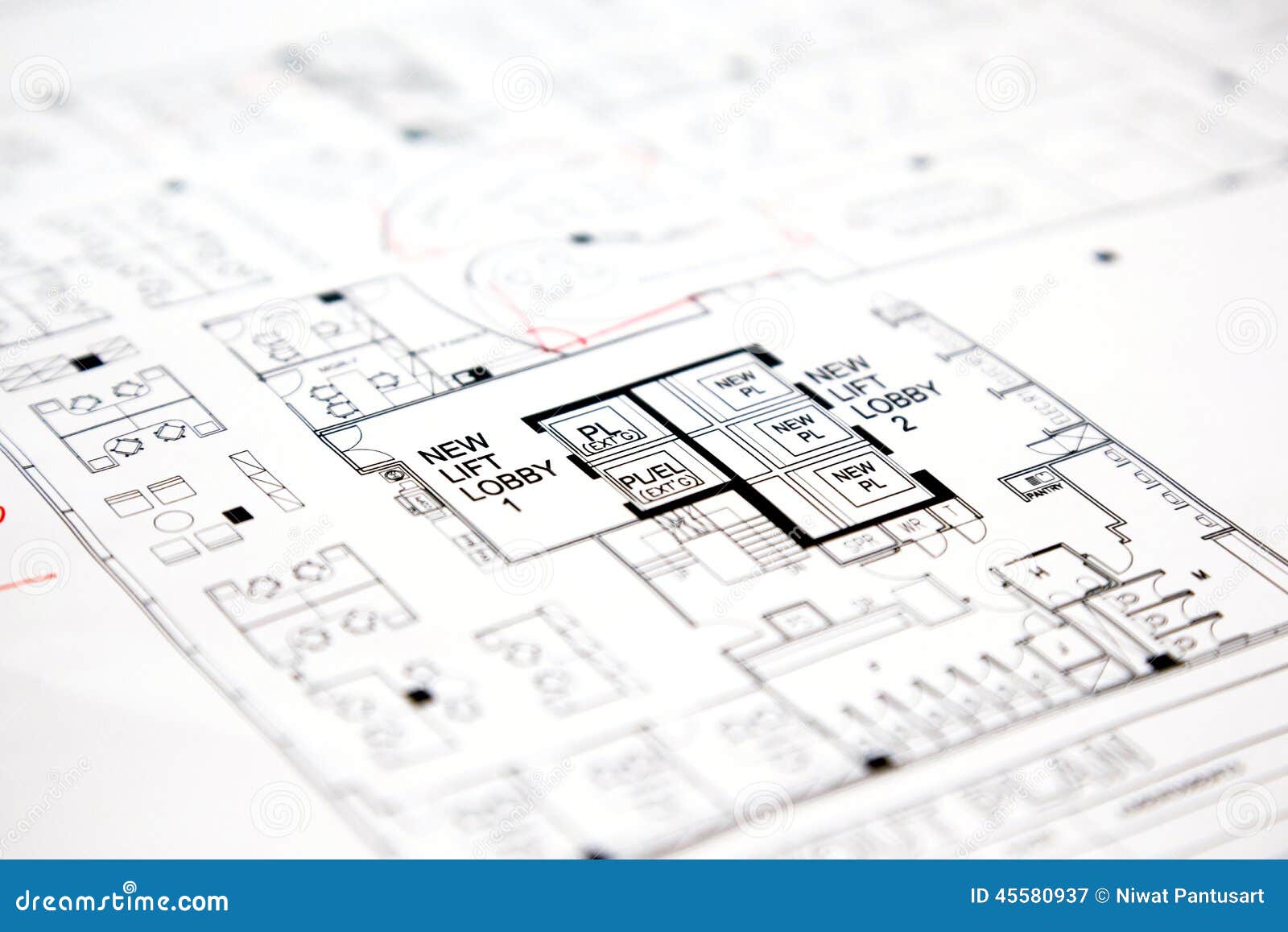 Architectural Technical Project Drawing Plan Stock Image - Image of ...