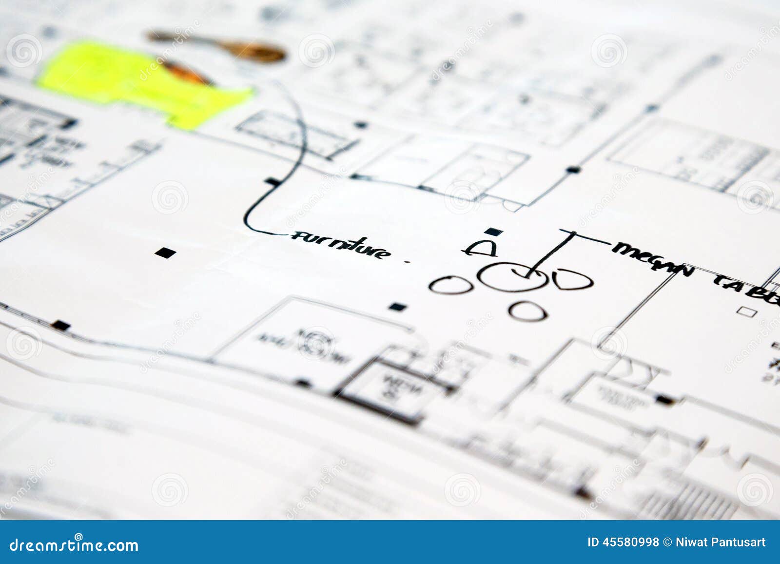 Architectural Technical Project Drawing Plan Stock Photo - Image of ...