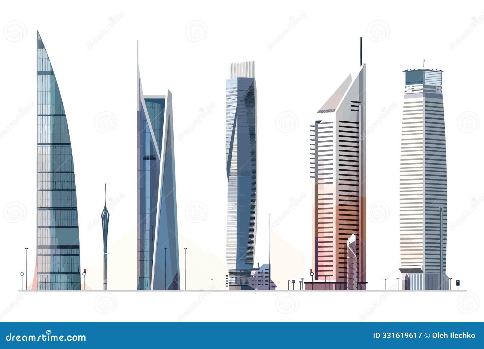 Architectural Vectors of Modern Skyscrapers Isolated Vector Style Stock ...