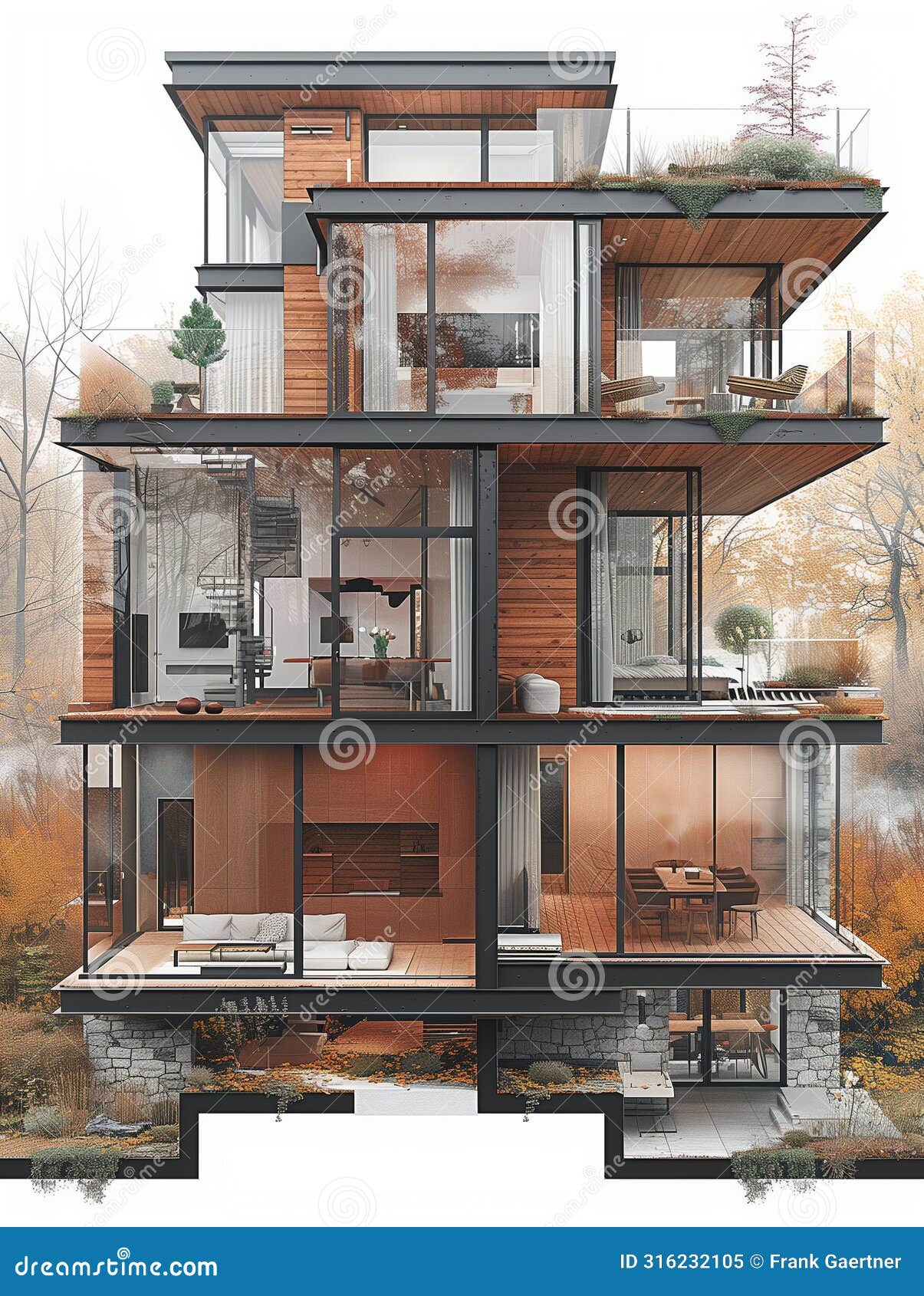Architectural Visualization: Detailed Cross-section of a Contemporary ...