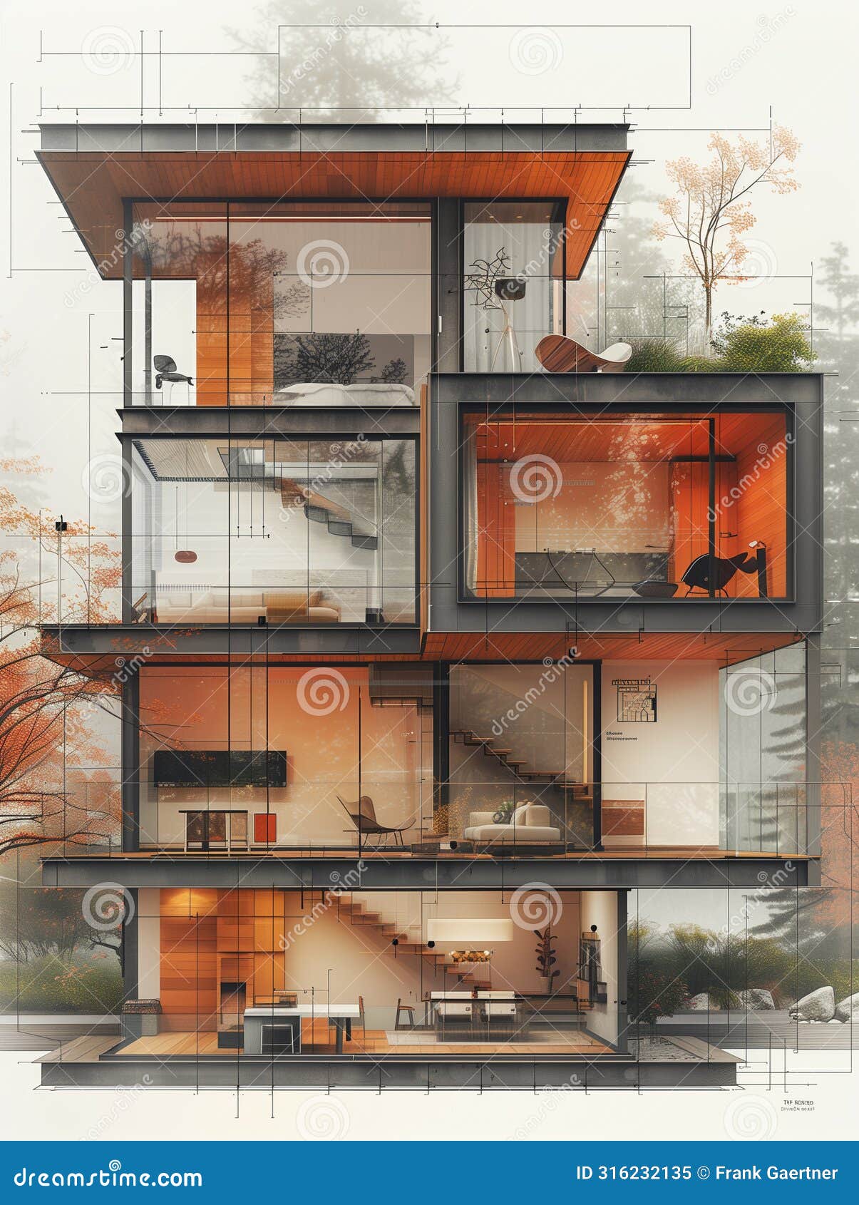 Architectural Visualization: Detailed Cross-section of a Contemporary ...