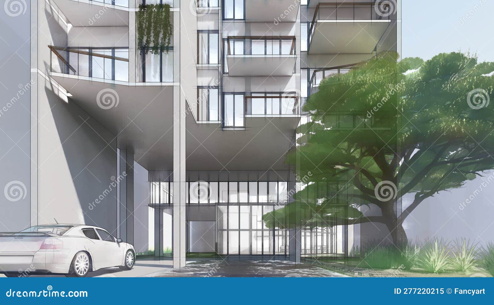 Architectural Visualization of a High Rise Building with Landscape ...