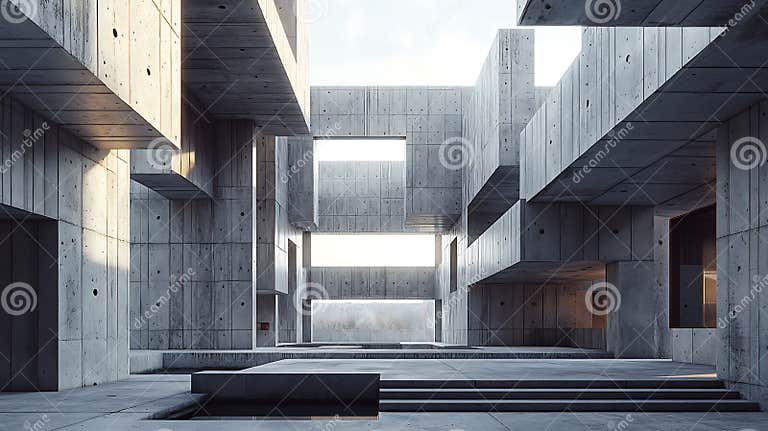 An Architectural Visualization of a Neo Brutalist Structure Stock ...