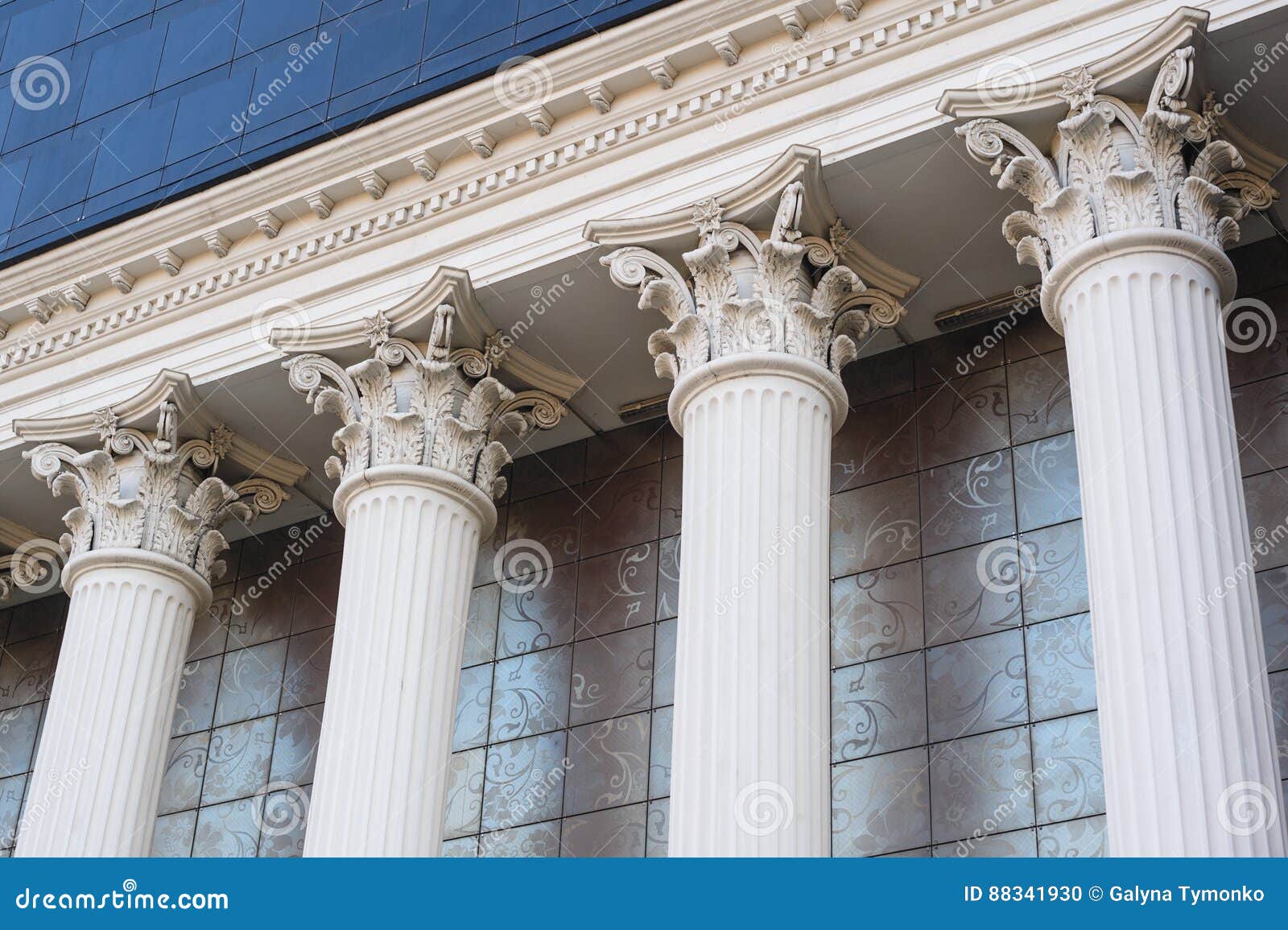 Architectural White Capital Columns on the Facade of the Building Stock ...