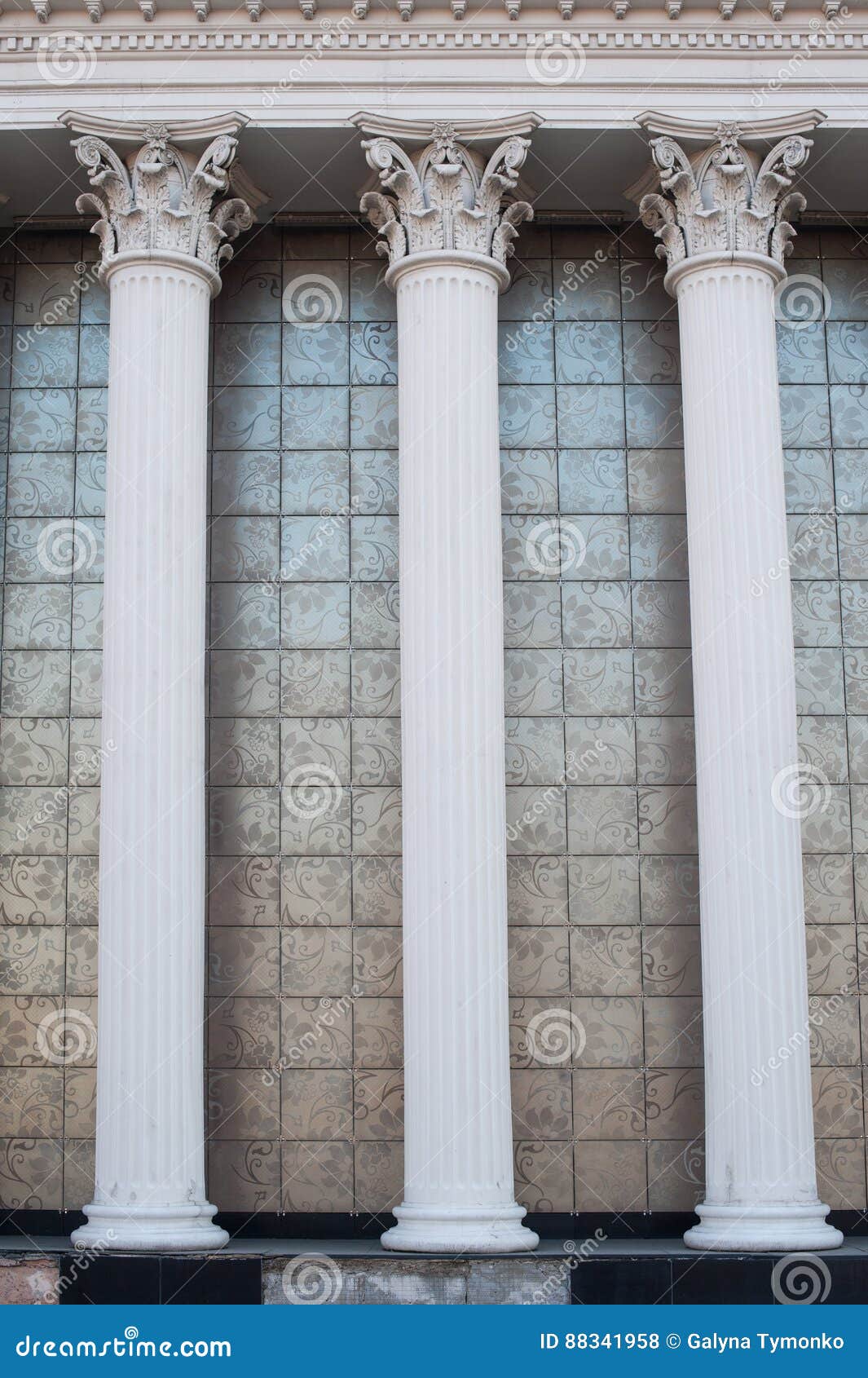 Architectural White Columns on the Facade of the Building Stock Photo ...