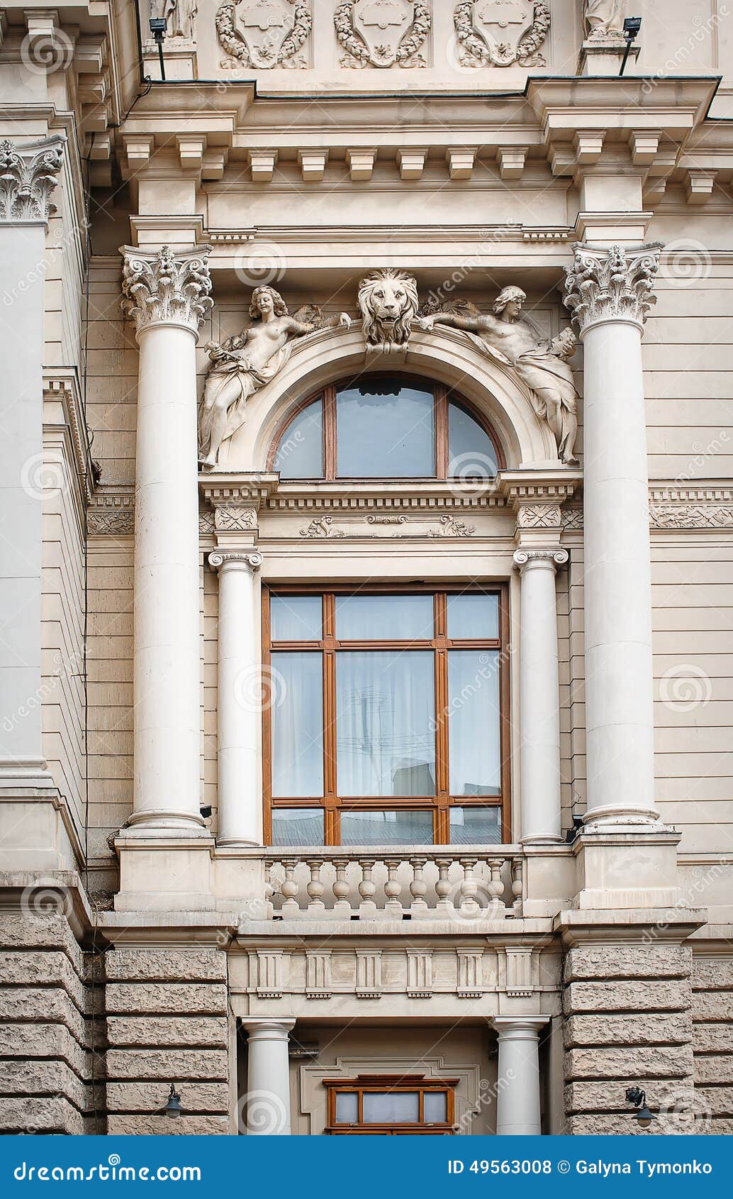 Architectural Window with Columns and Moldings Barilefom Stock Photo ...