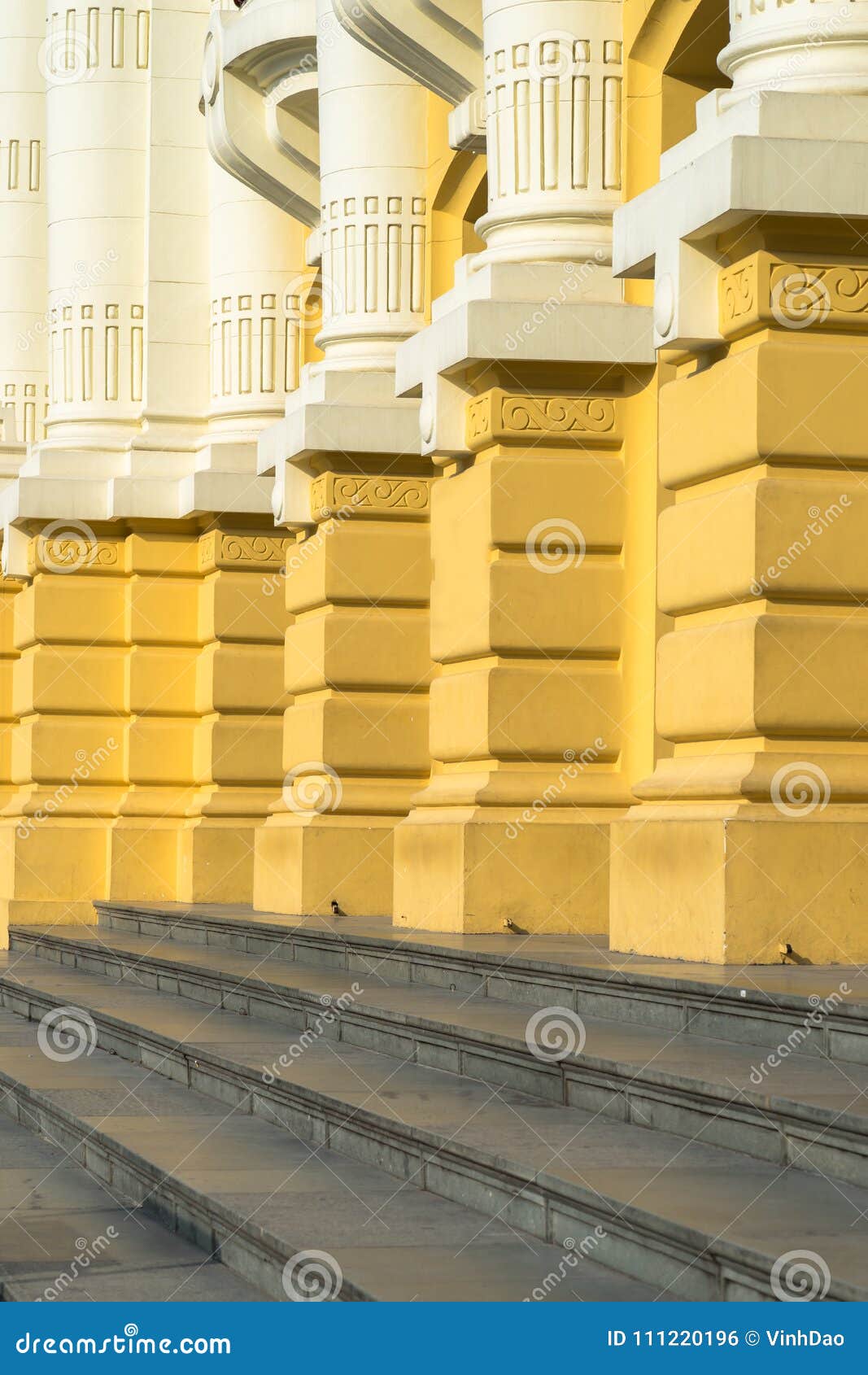 Architectural Yellow Columns of Old Building Stock Photo - Image of ...