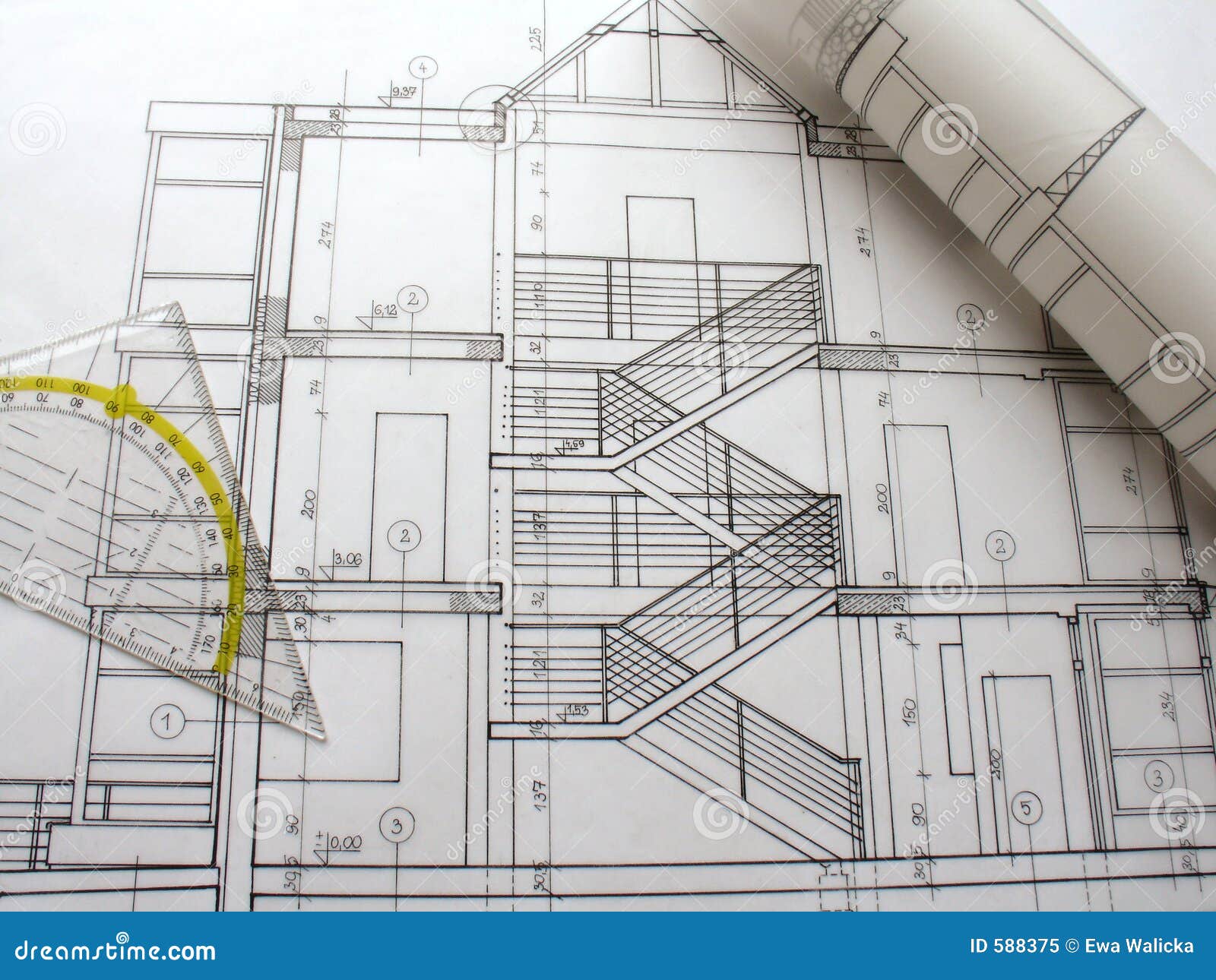 Architecturale plannen stock afbeelding. Image of project - 588375