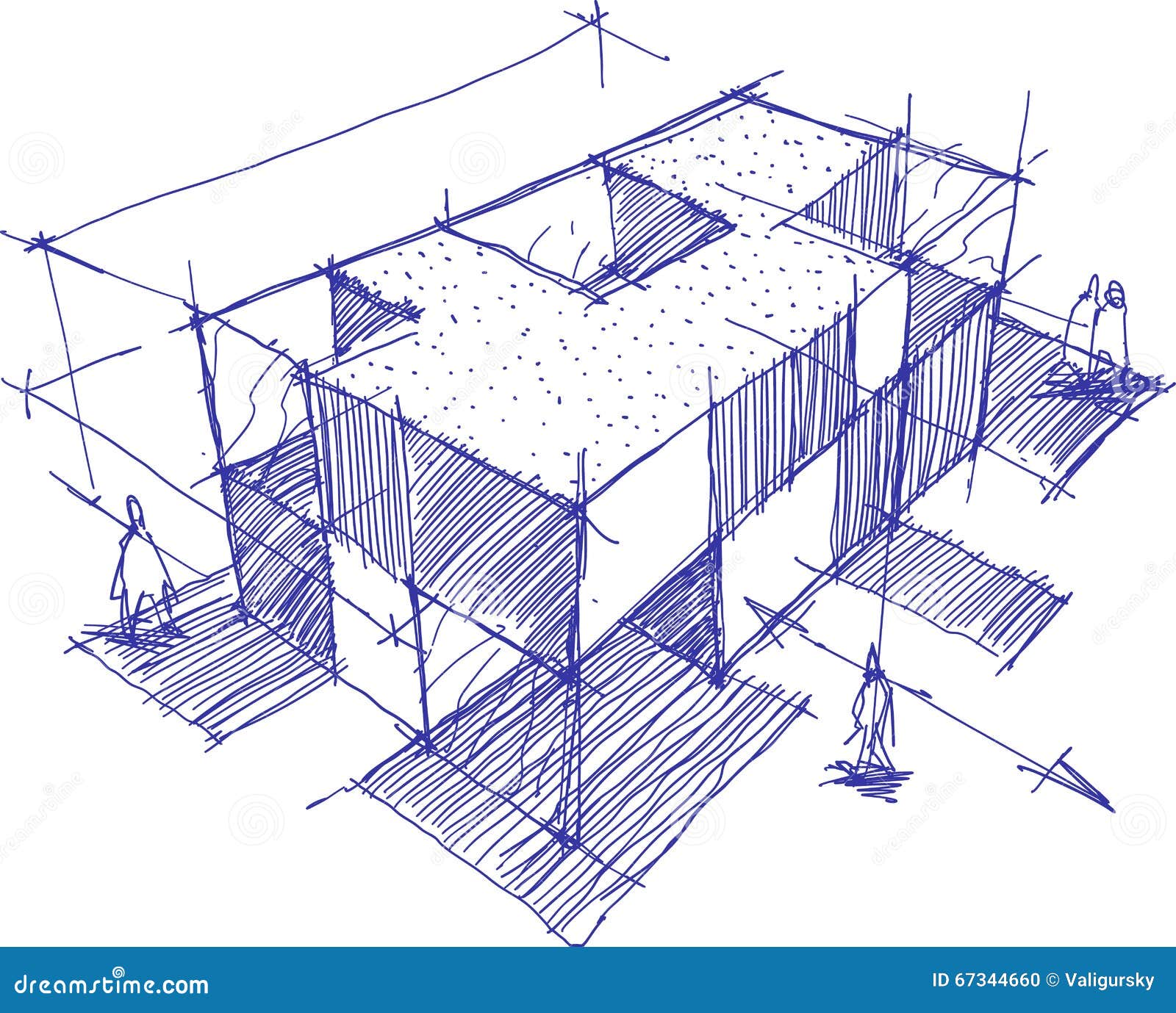 Architecturale Schets Van Een Modern Gebouw Vector Illustratie ...