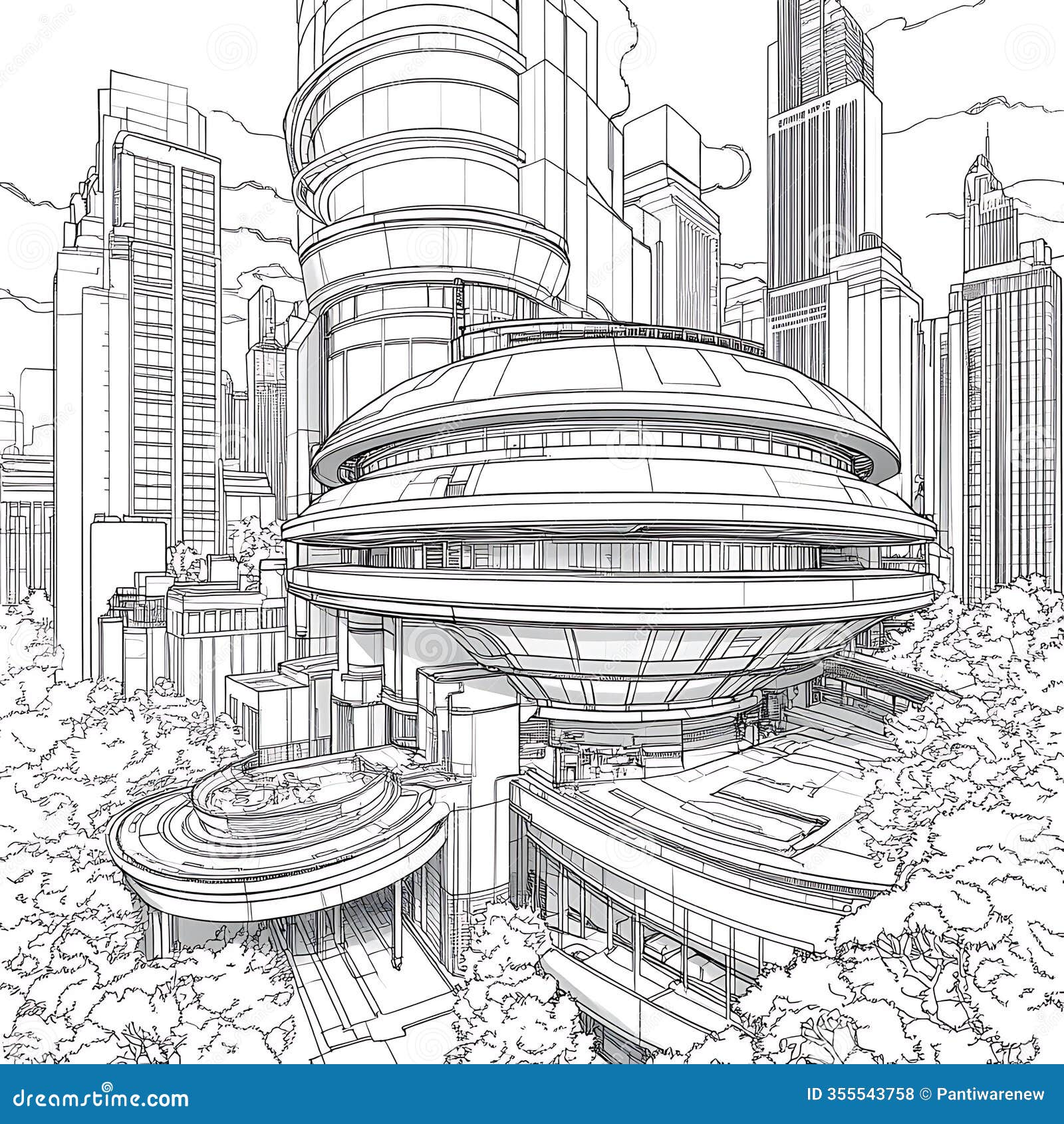 Architecturally Inspired Coloring Book for Designers Stock Illustration ...