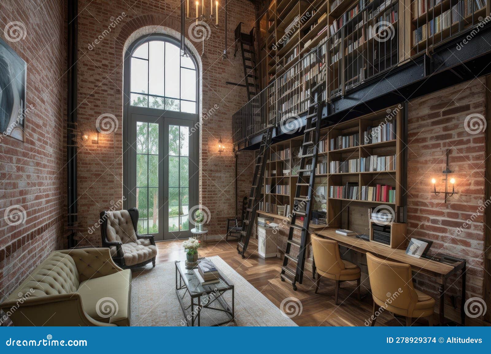 Architecturally Interesting Library, Featuring Exposed Brick Walls and ...