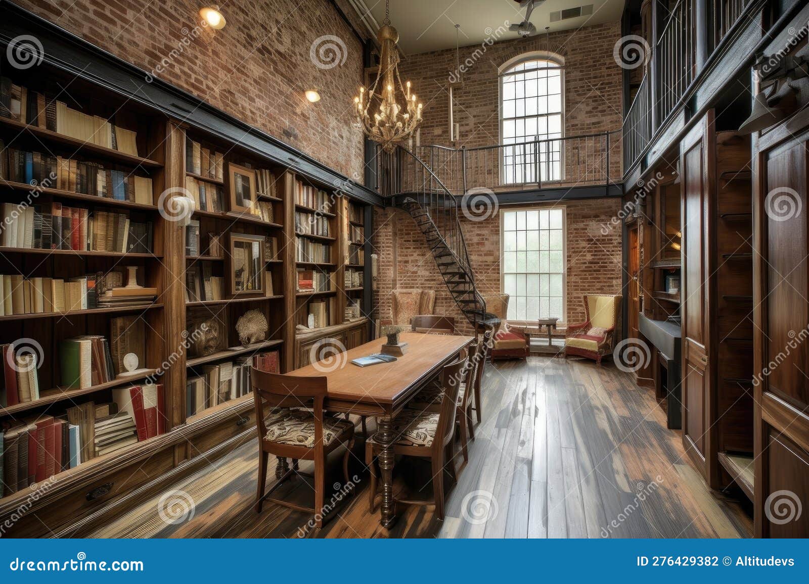 Architecturally Interesting Library, Featuring Exposed Brick Walls and ...