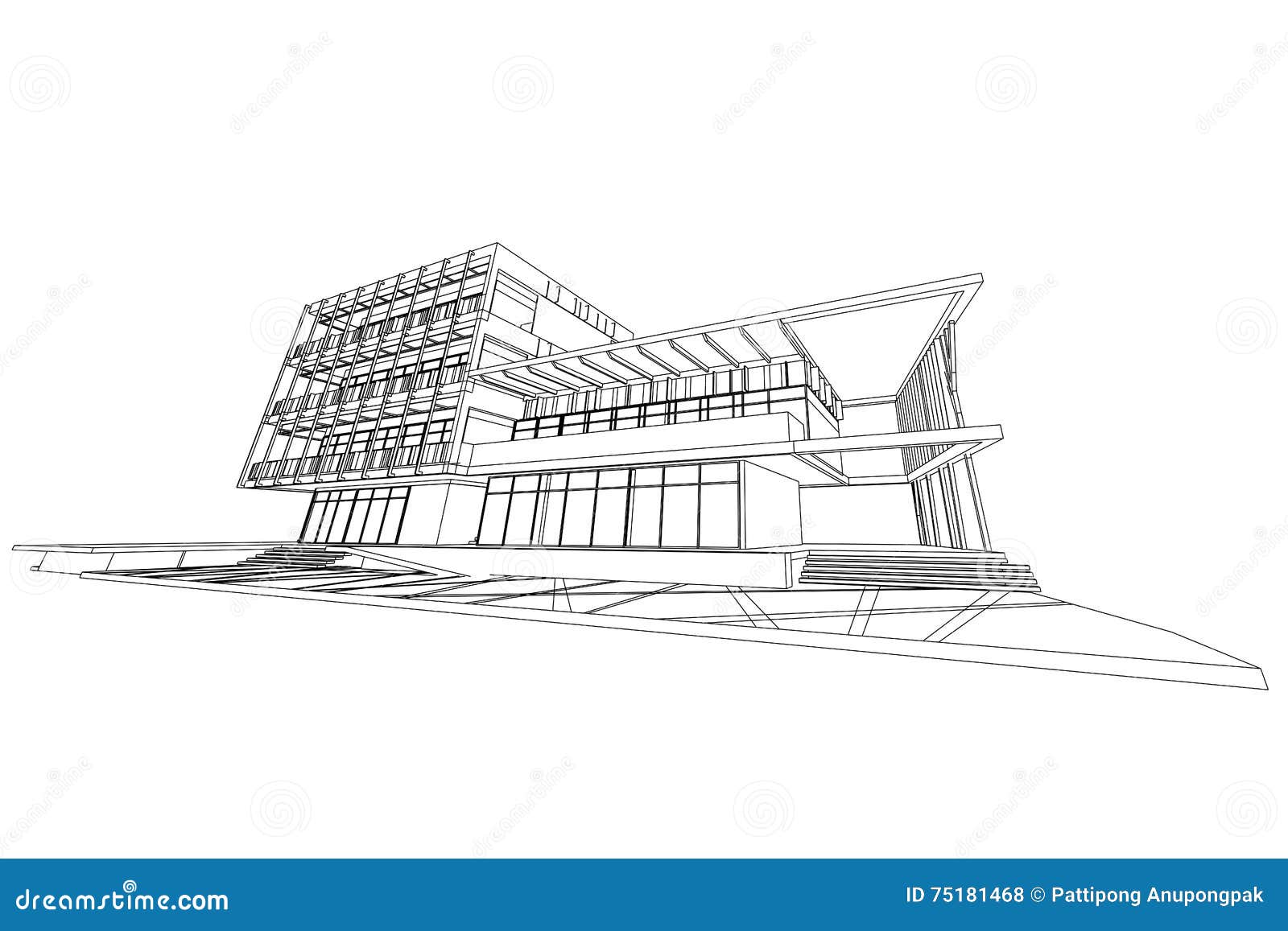 Architecture Abstract, 3d Illustration, Building Structure Commercial ...