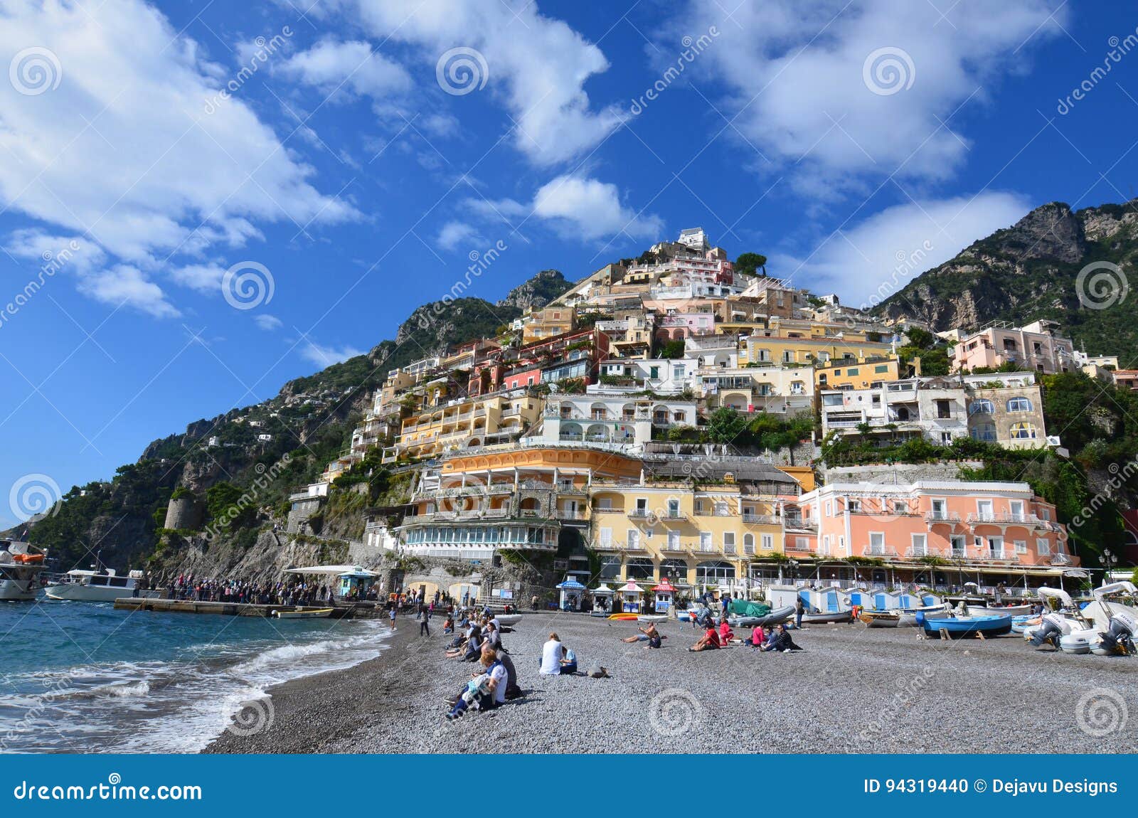 Architecture Along the Hills of Positano from the Beach Editorial Image ...