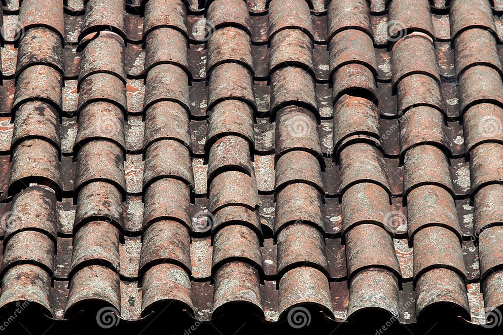 Architecture Background. Closeup of a Colonial Tile Roof Stock Photo ...