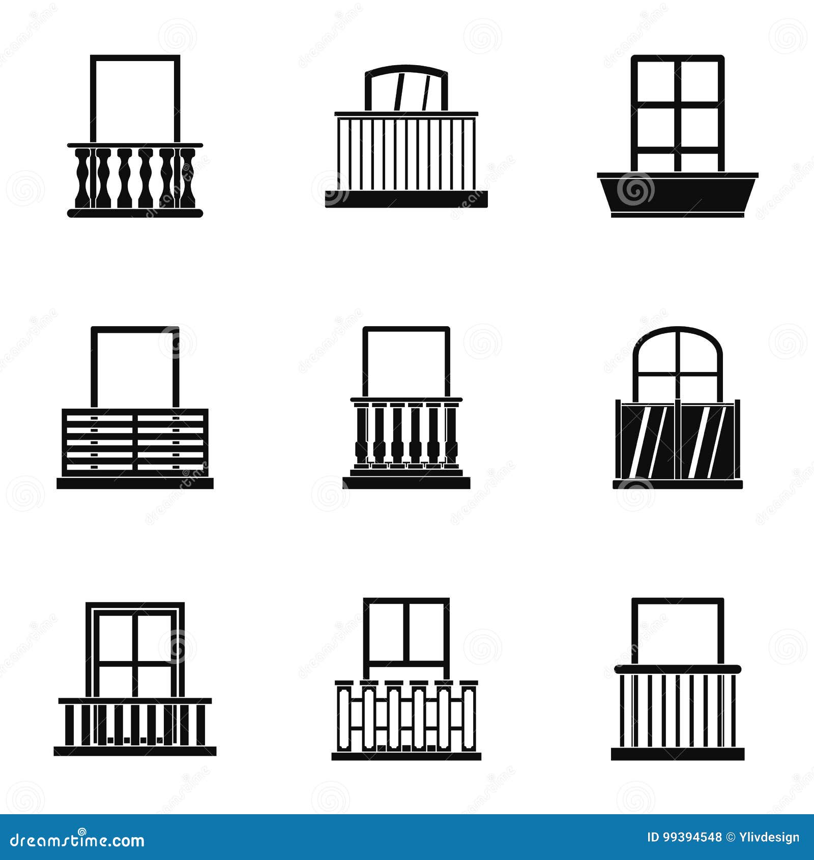Architecture Balcony Icon Set, Simple Style Stock Vector - Illustration ... Architecture Balcony Icon Set, Simple Style Stock Vector - Illustration ...
