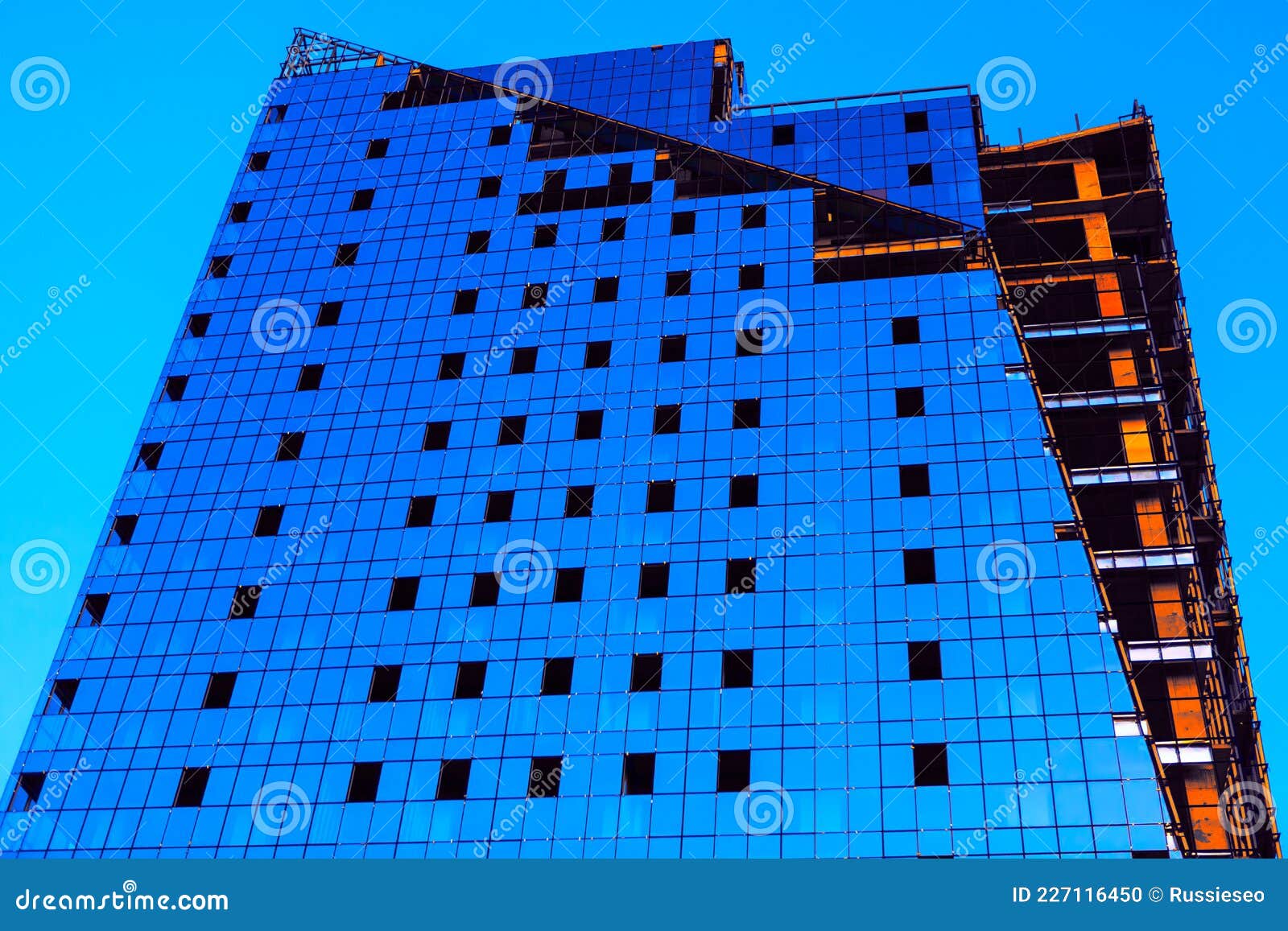Architecture with Blue Facade Stock Photo - Image of steel, reflection ...