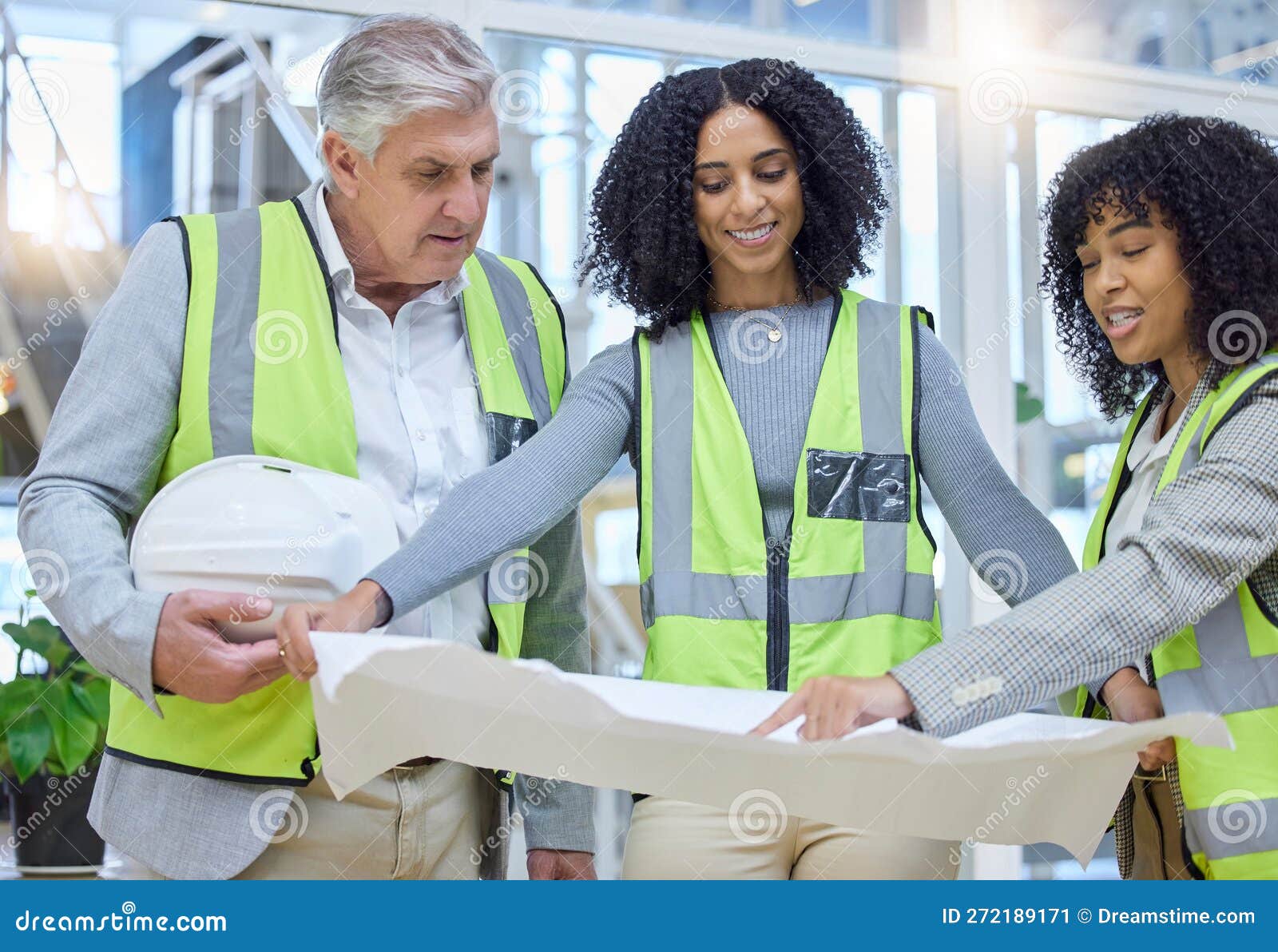 Architecture, Blueprint and Construction Team Planning Building Project ...