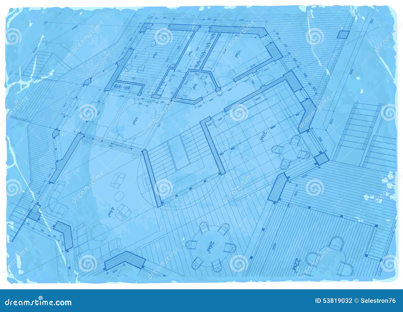 Architecture Blueprint - House Plan Cartoon Vector | CartoonDealer.com ...
