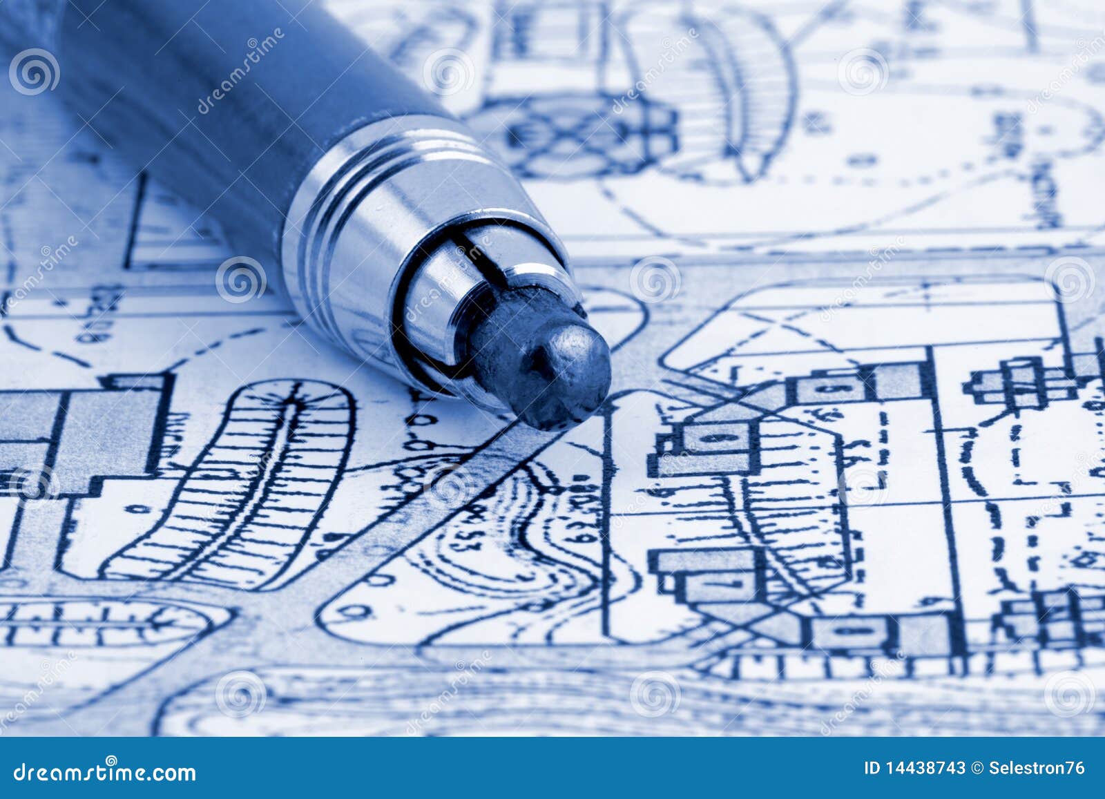 Architecture Blueprint & Pencil Stock Image - Image of measurement ...