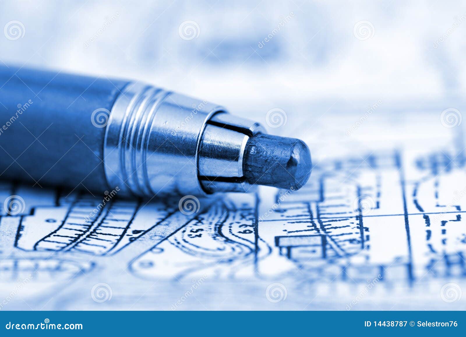Architecture Blueprint & Pencil Stock Image - Image of measurement ...