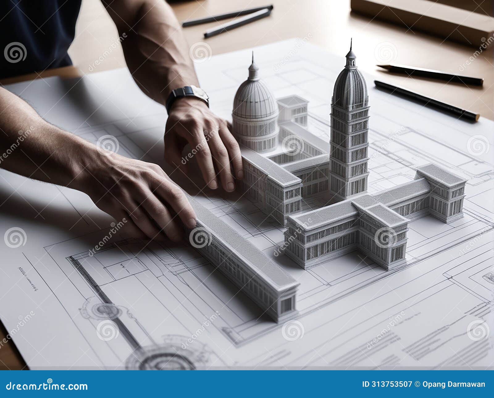 Architecture Blueprint Plan Building Construction Stock Illustration ...