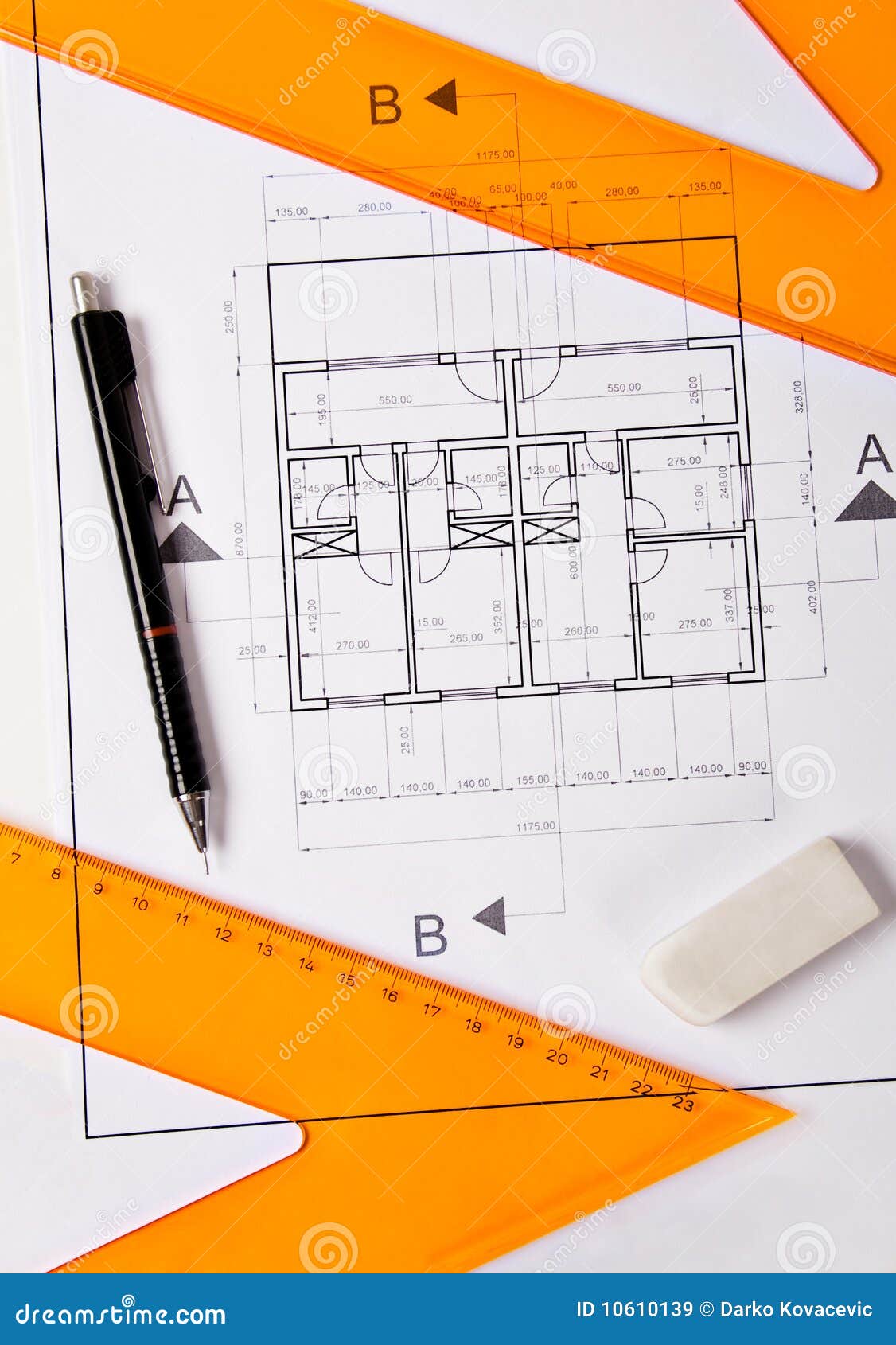 Architecture Blueprint and Tools Stock Image - Image of frame, concept ...