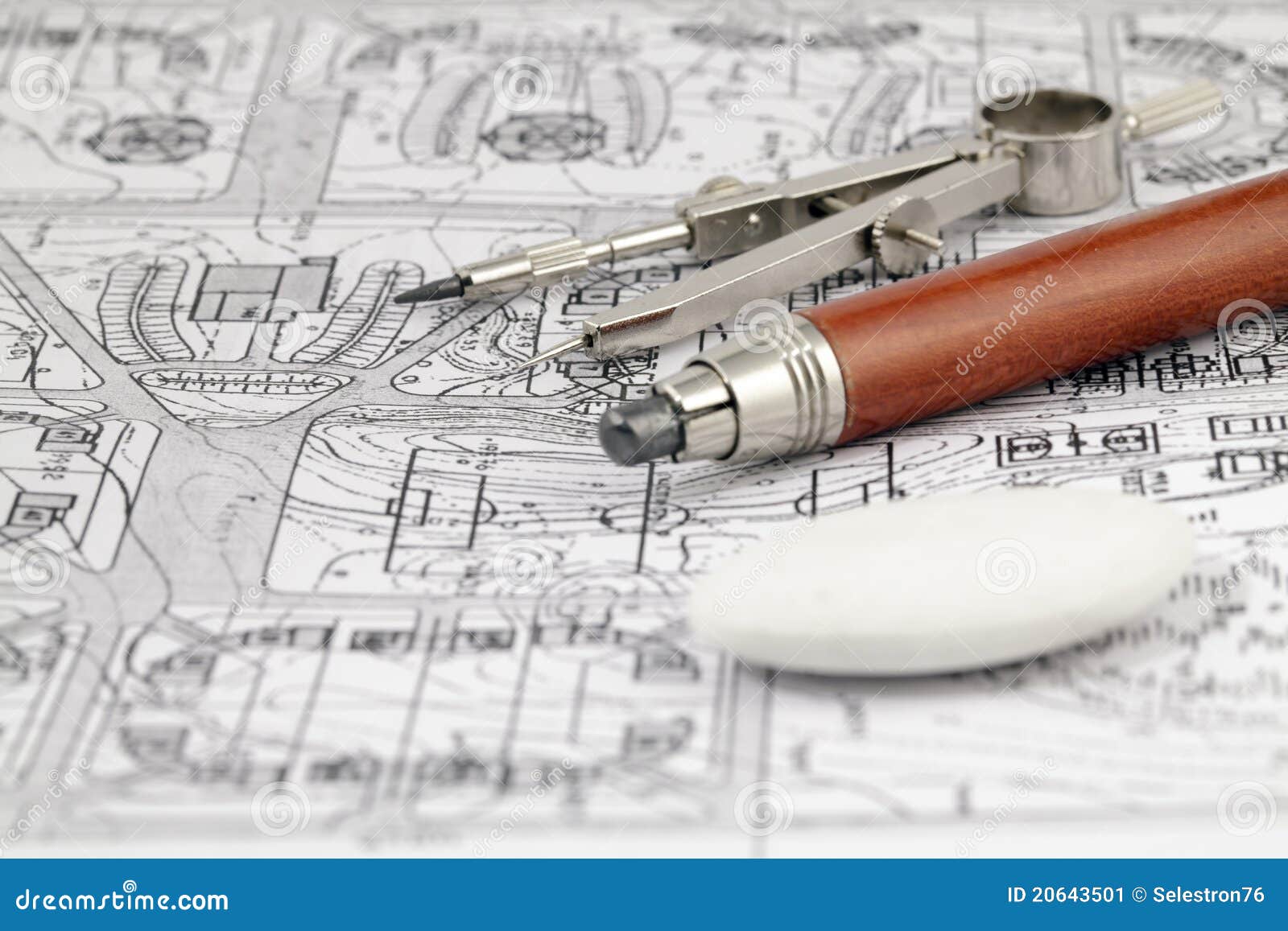 Architecture Blueprint & Work Tools Stock Image - Image of construction ...
