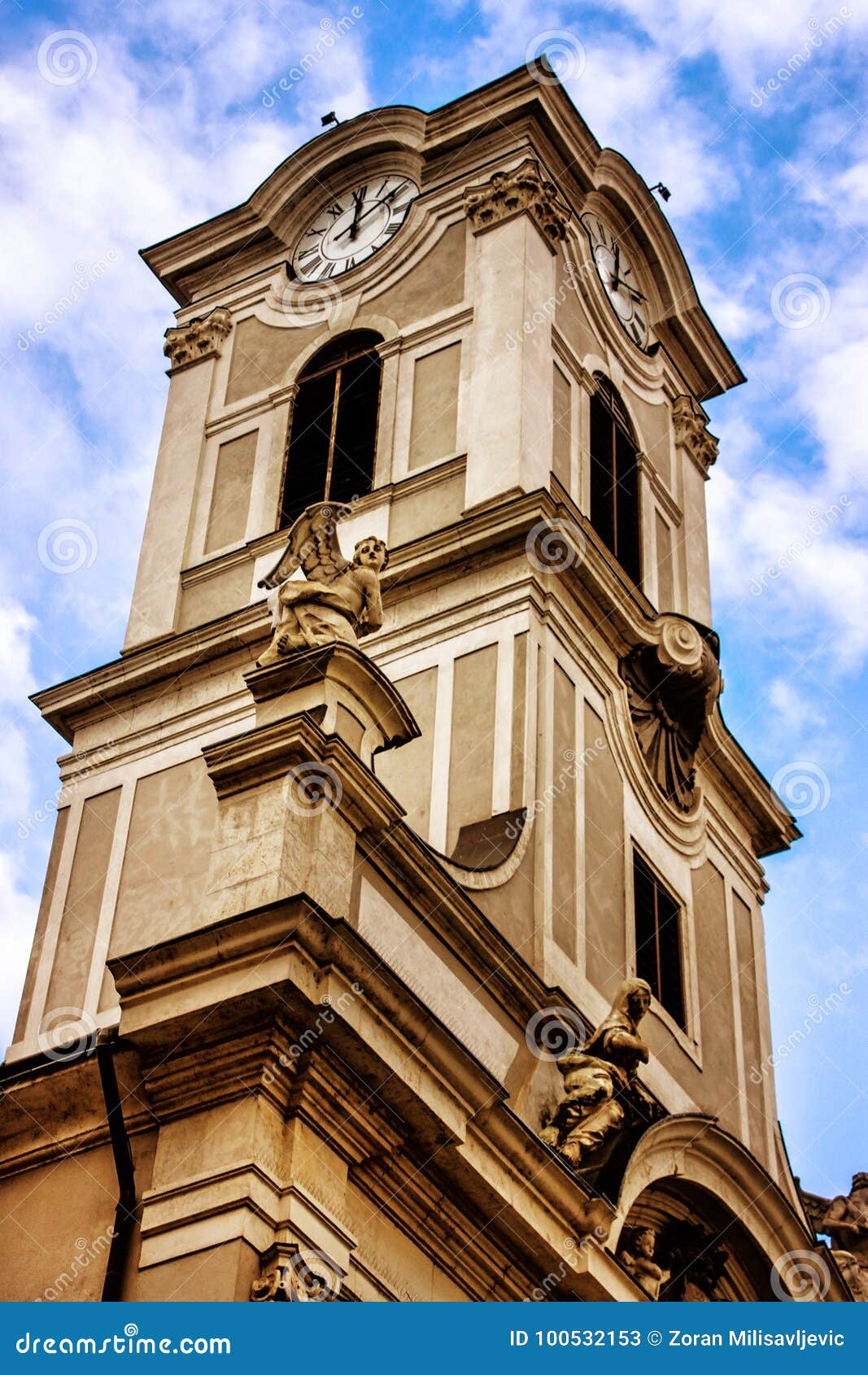 Architecture in Budapest, the Dome on Which the Clocks Stock Image ...
