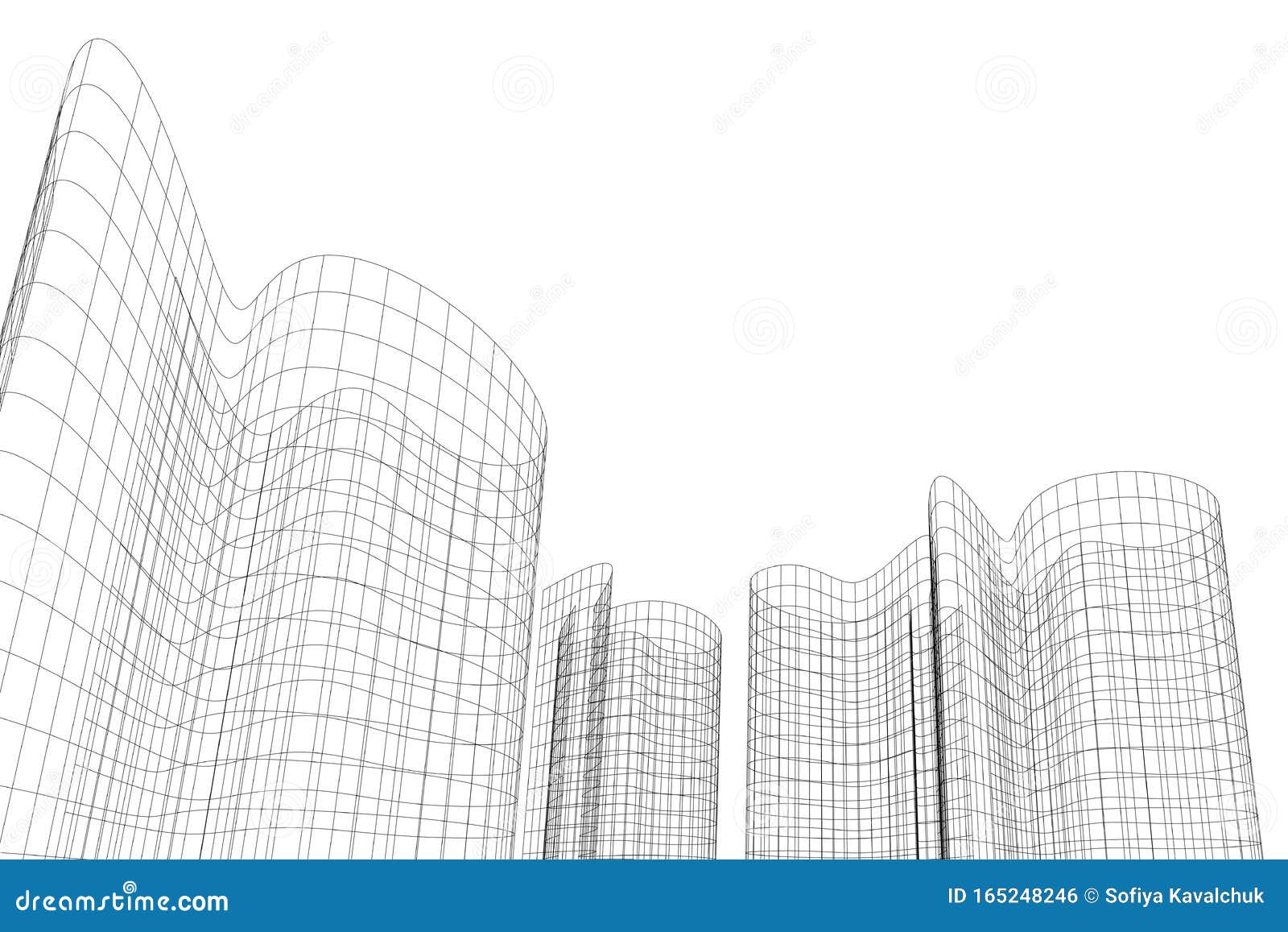 Architecture Building Construction. Linear 3d Illustration Stock ...