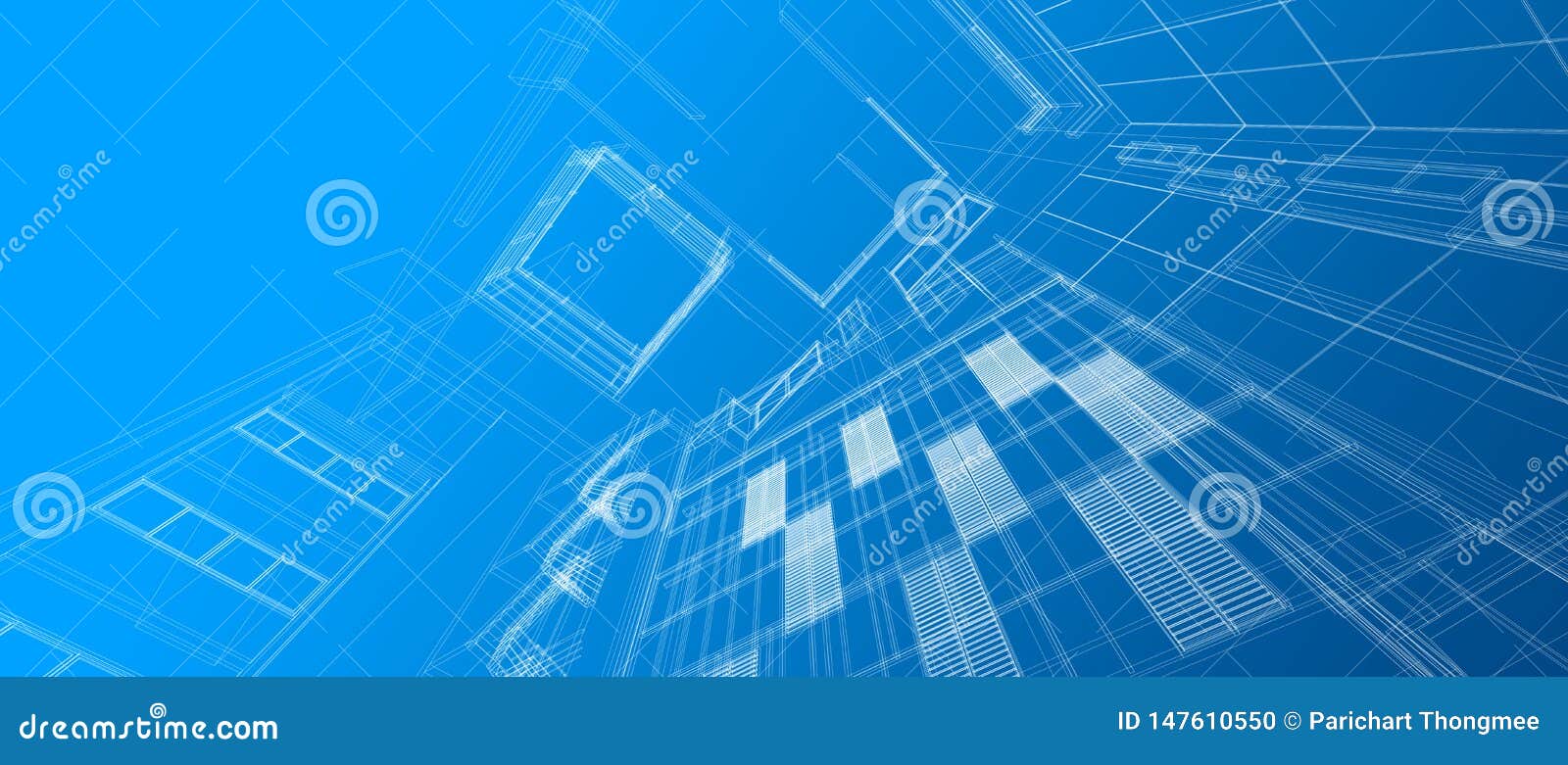 Architecture Building Space Design Concept 3d Perspective White Wire ...