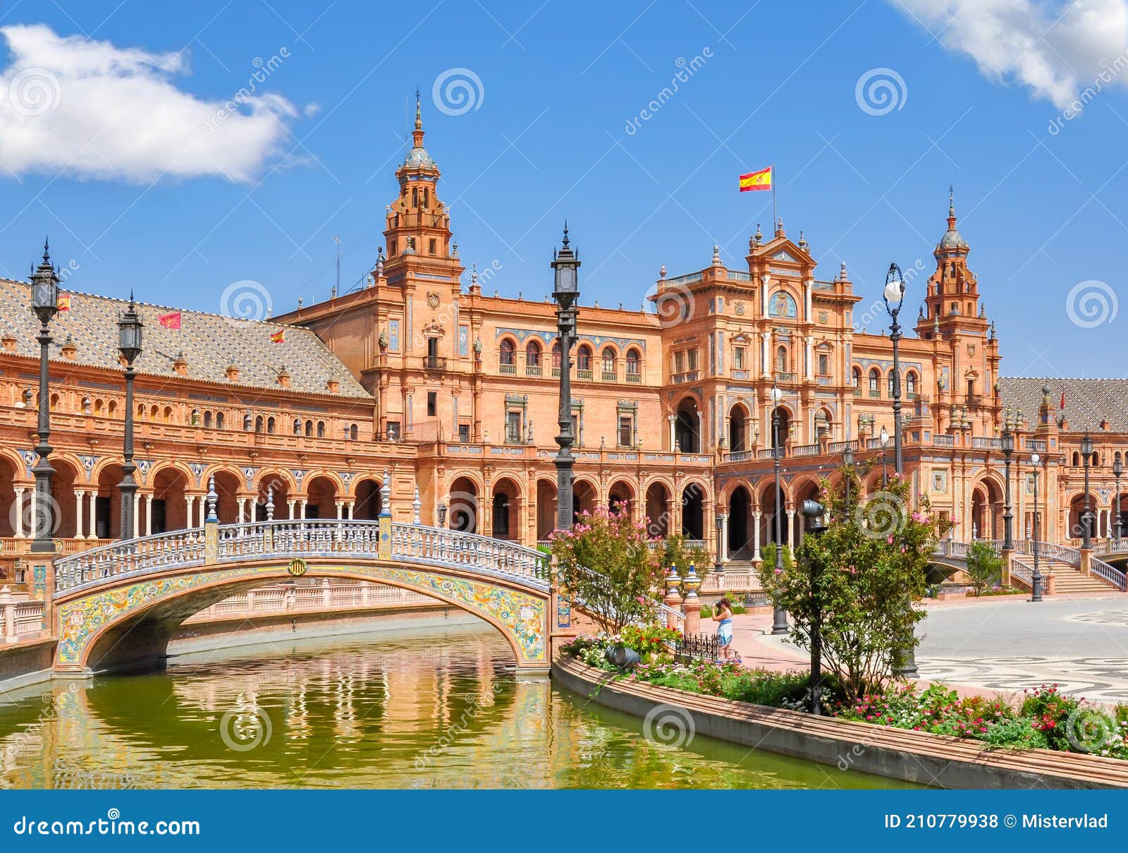 Architecture and Canals of Spain Square, Seville, Spain Stock Photo ...