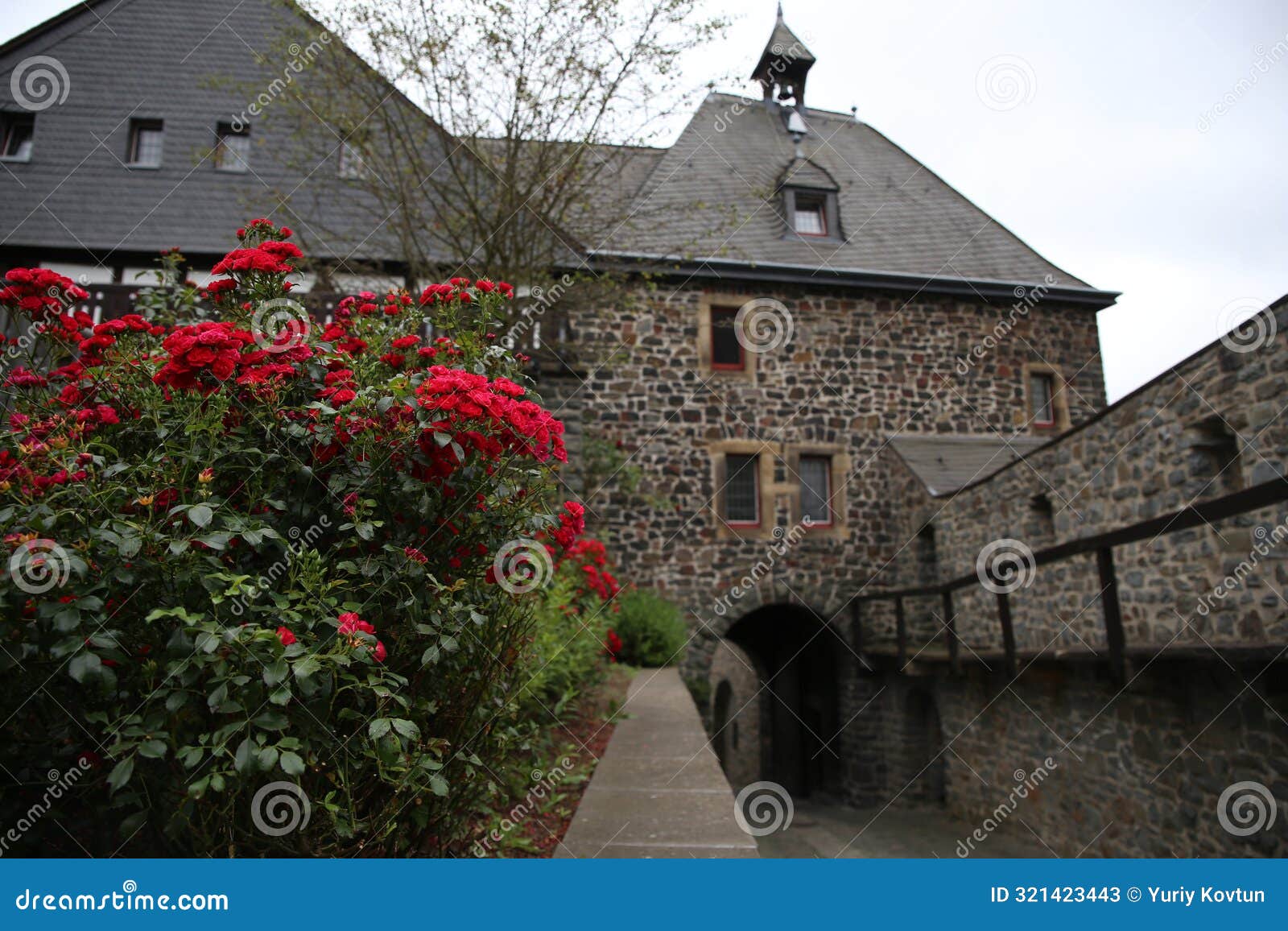 Architecture Castle Flowers Ancient Middle Ages Stock Image - Image of ...