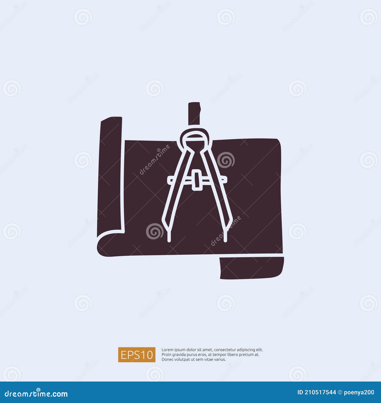 Architecture Compass and Paper Icon. Engineering Related Doodle Concept ...