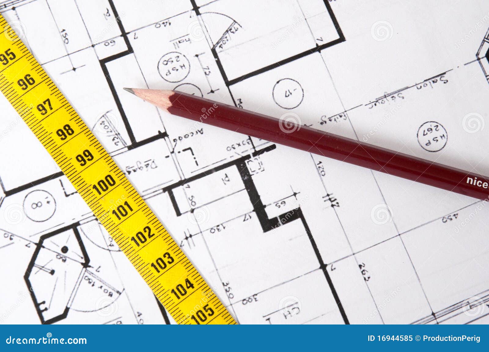 Architecture Composition with House Plans Stock Image - Image of meter ...
