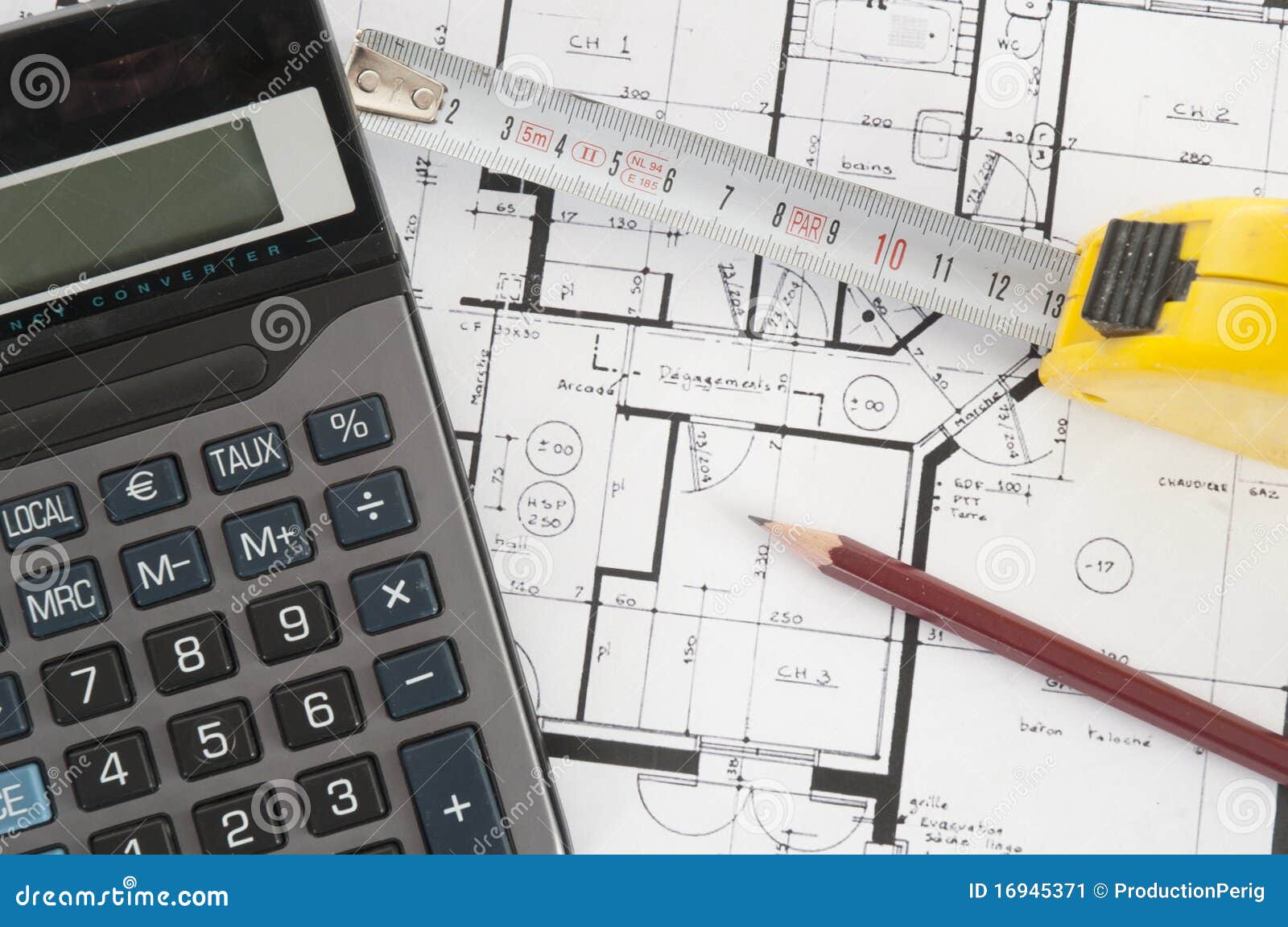 Architecture Composition with House Plans Stock Image - Image of ...