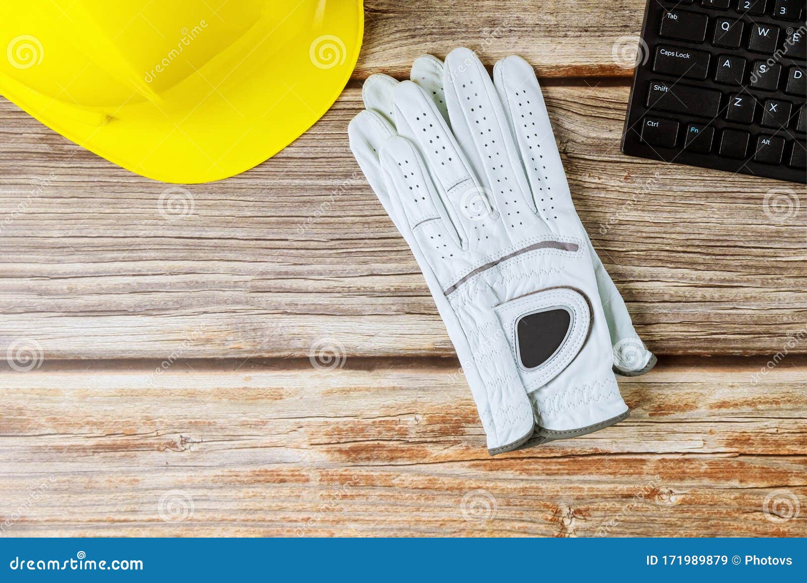 Architecture Construction Builder Office with Leather Work Gloves and ...