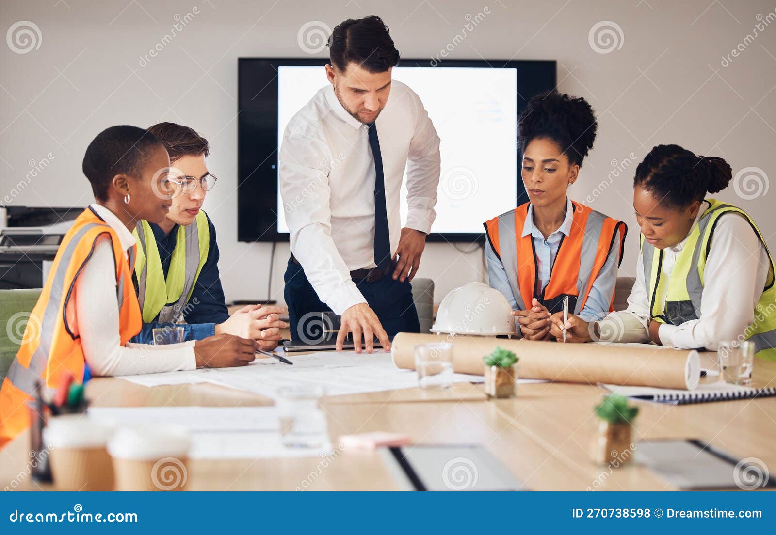 Architecture, Construction or Engineering Team in Meeting for ...
