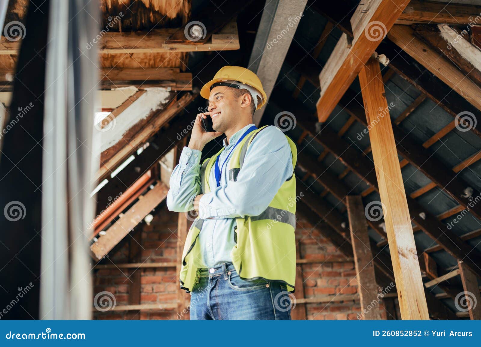 Architecture, Construction and Phone Call with Male Architect Planning ...