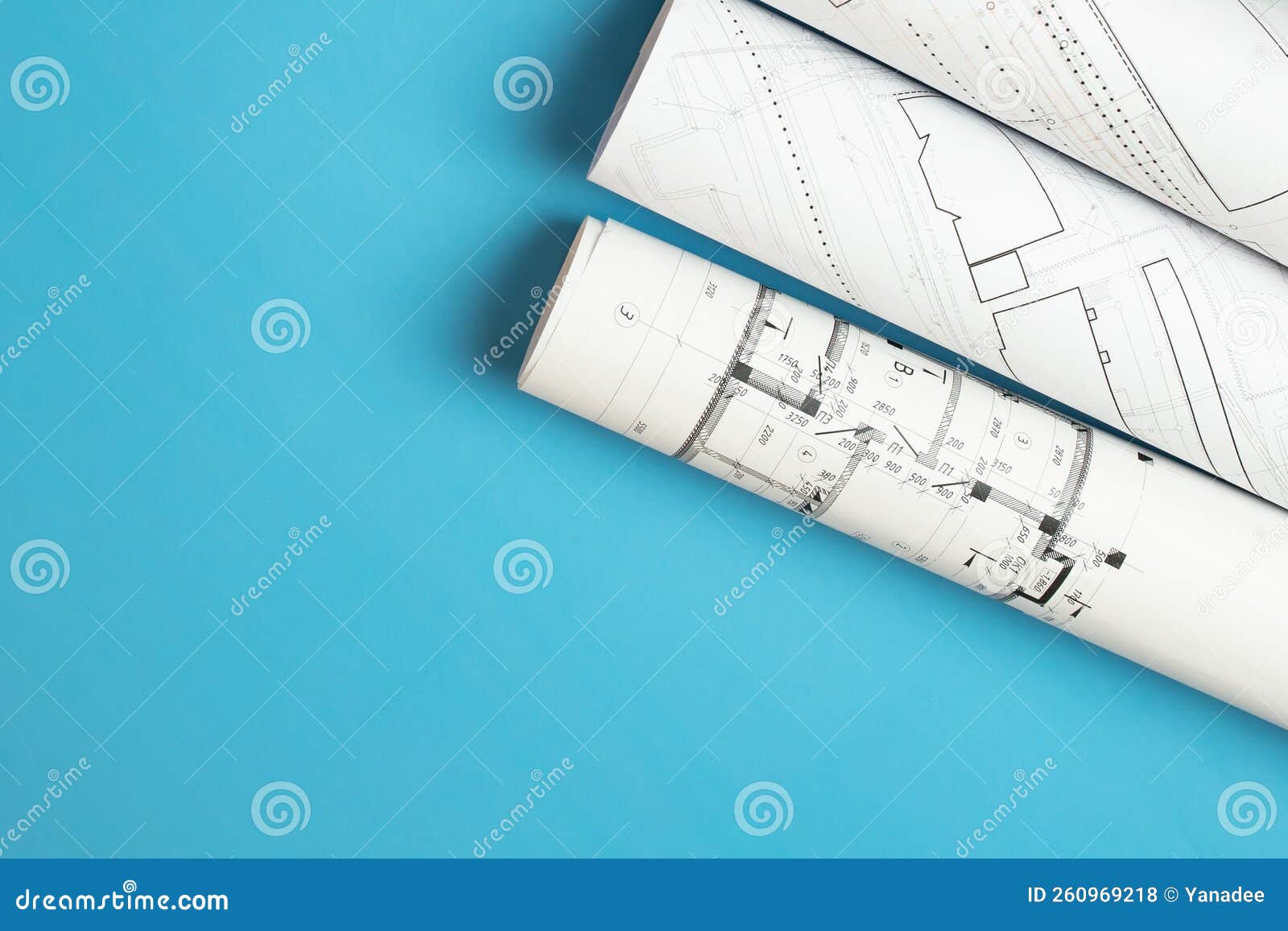 Architecture and Construction, Town Planning, Architect Plans on a Blue ...