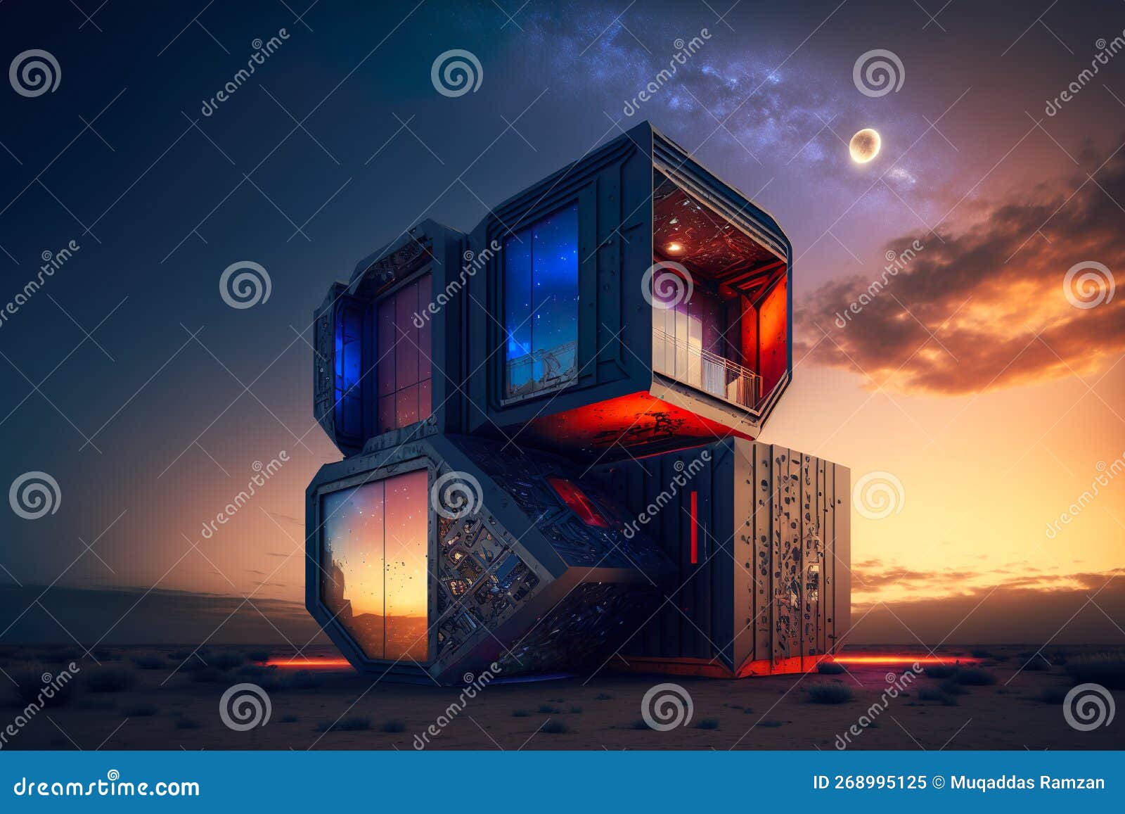 Architecture Container Modern Futuristic Design Stock Illustration ...