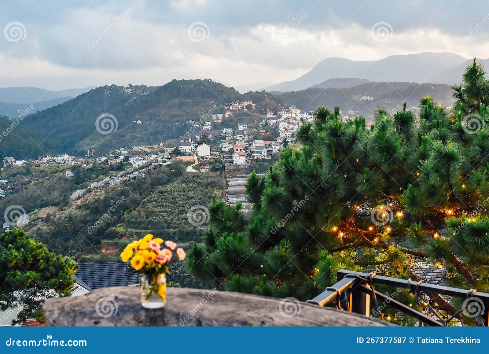 Architecture of Da Lat City View from Hill Under Sunset Stock Image ...