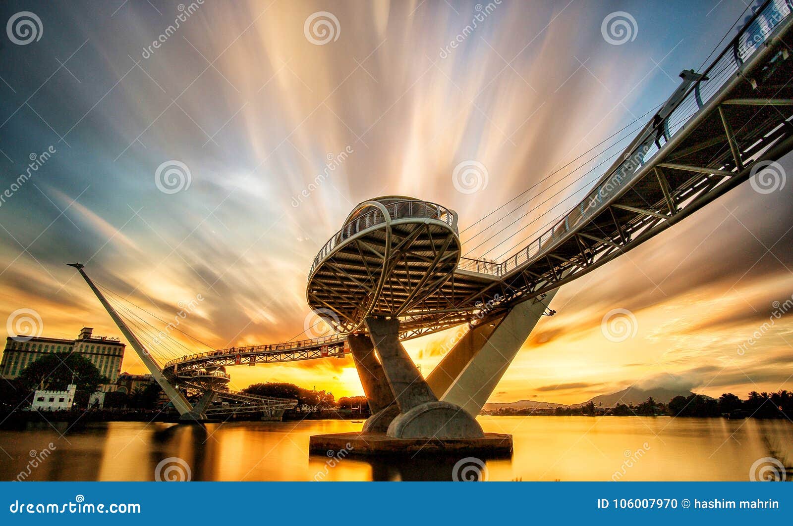 Architecture of Darul Hana Bridge Stock Photo - Image of darul, bridge ...